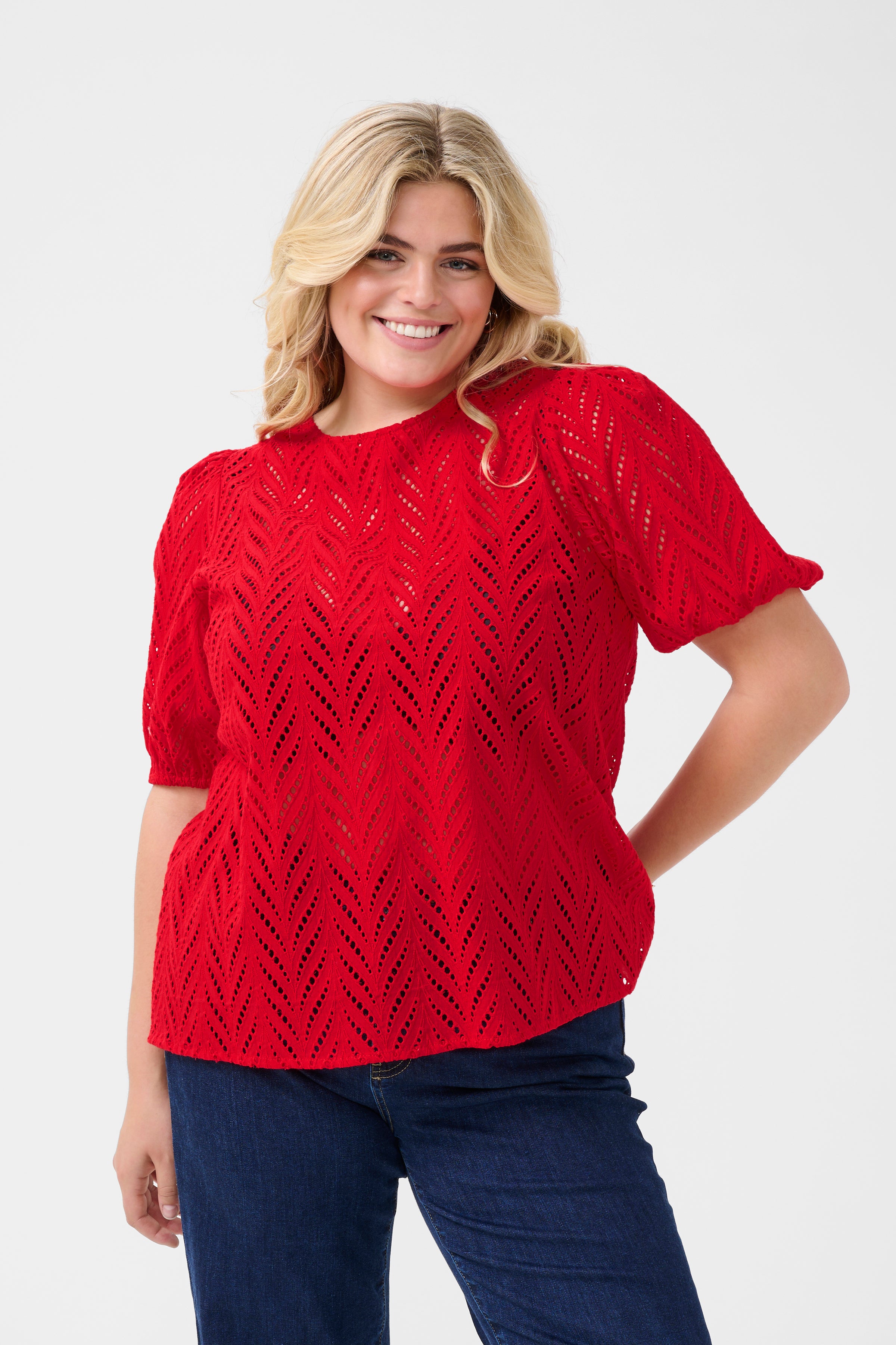 Kaffe Curve Masia Blouse in Red | Plus Size Tops | Wardrobeplus.ie