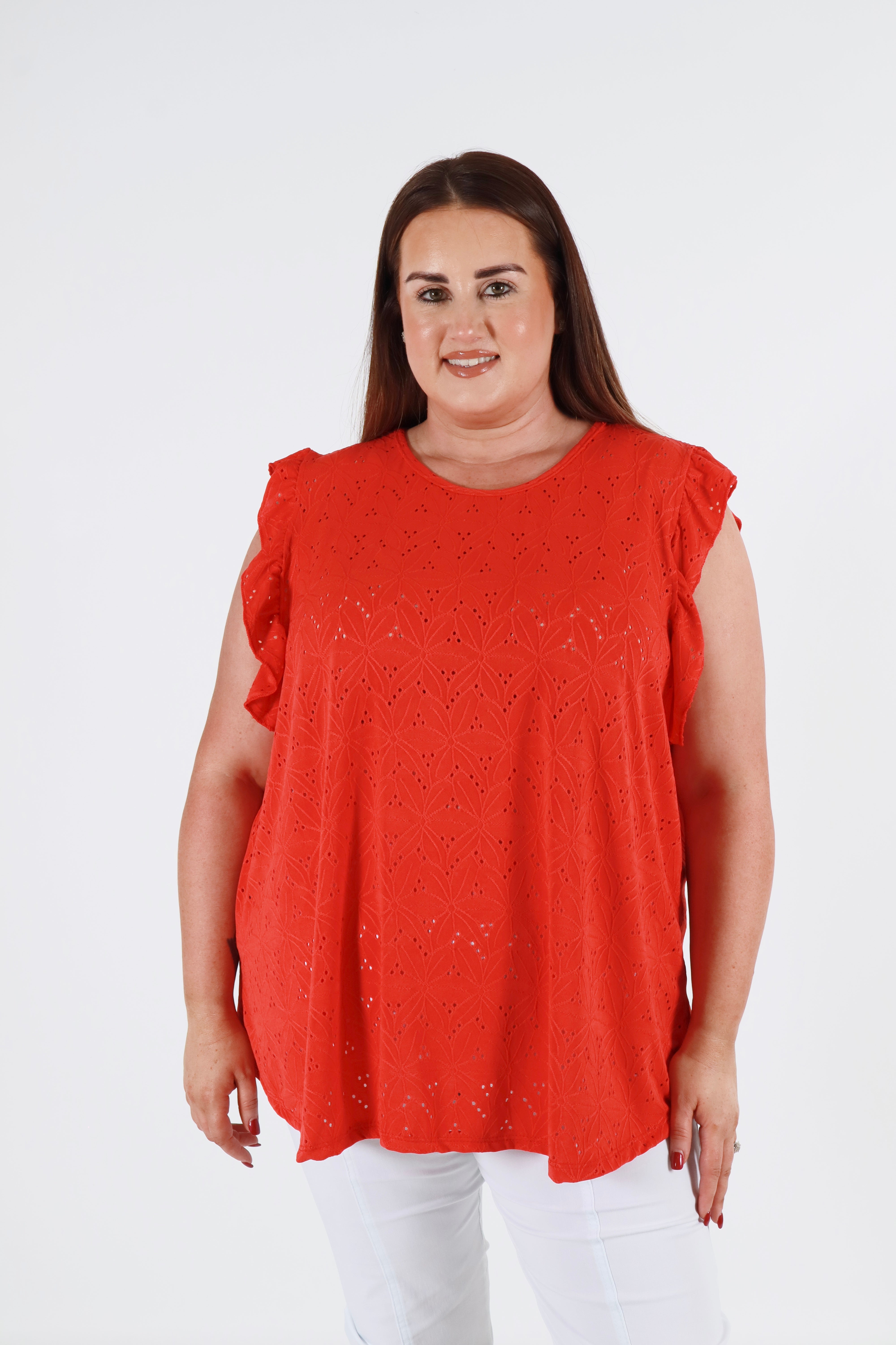 Penelope Blouse in Red | Plus Size Tops | Wardrobeplus.ie