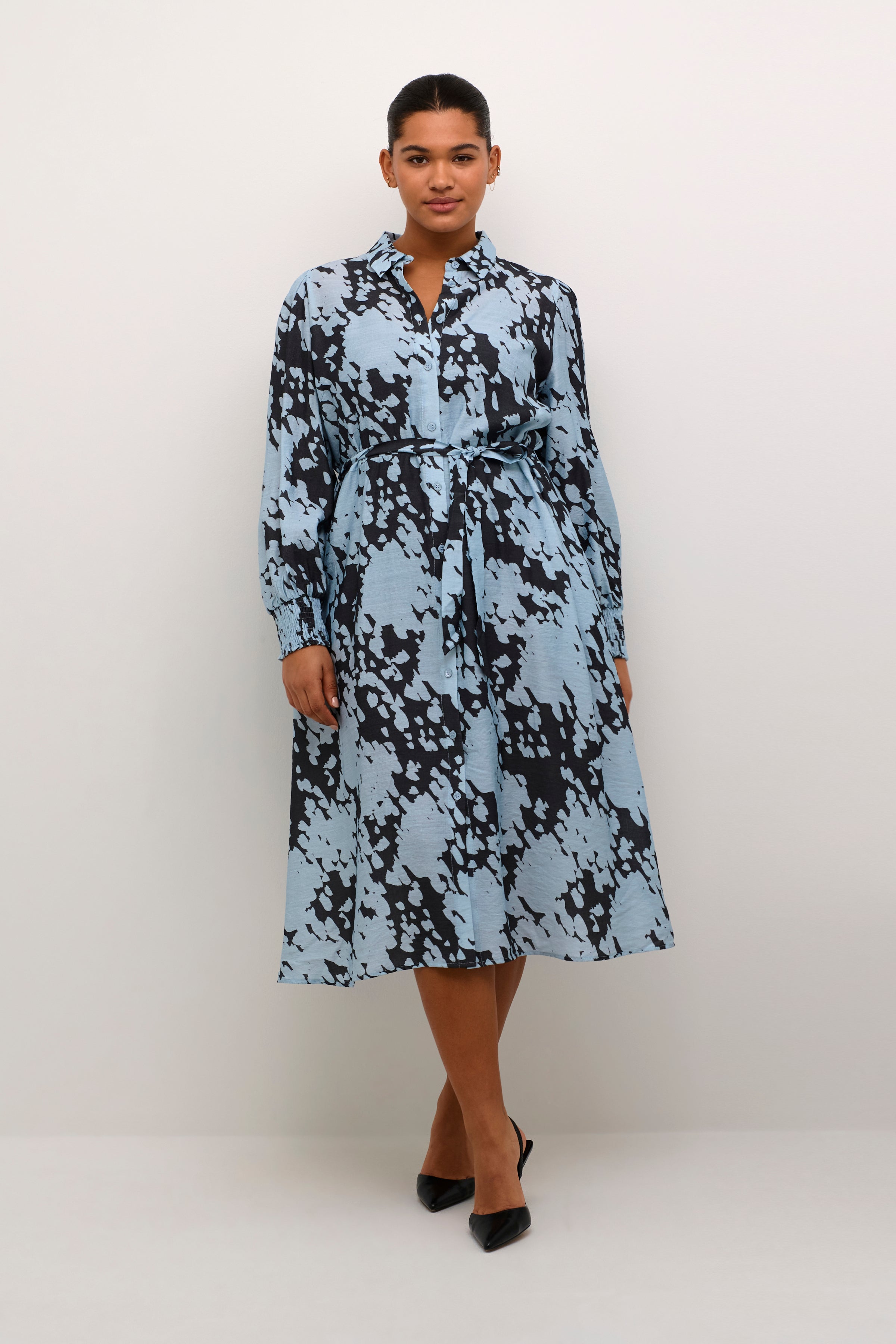 Kaffe Curve Luma Dress Blue/Grey |Plus Size Dresses|Wardrobeplus.ie
