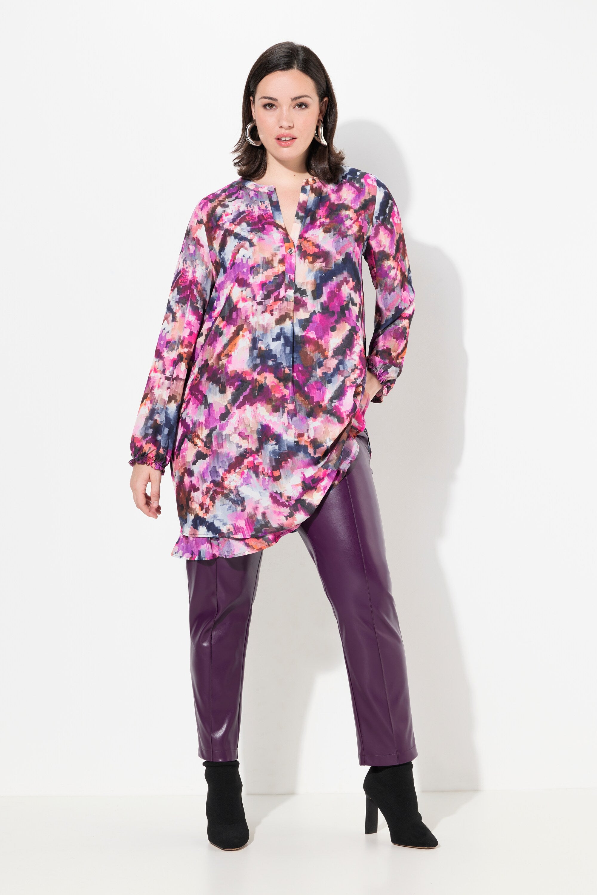 Ulla Popken Pixel Tunic in Pink |Plus Size Clothing |Wardrobeplus.ie