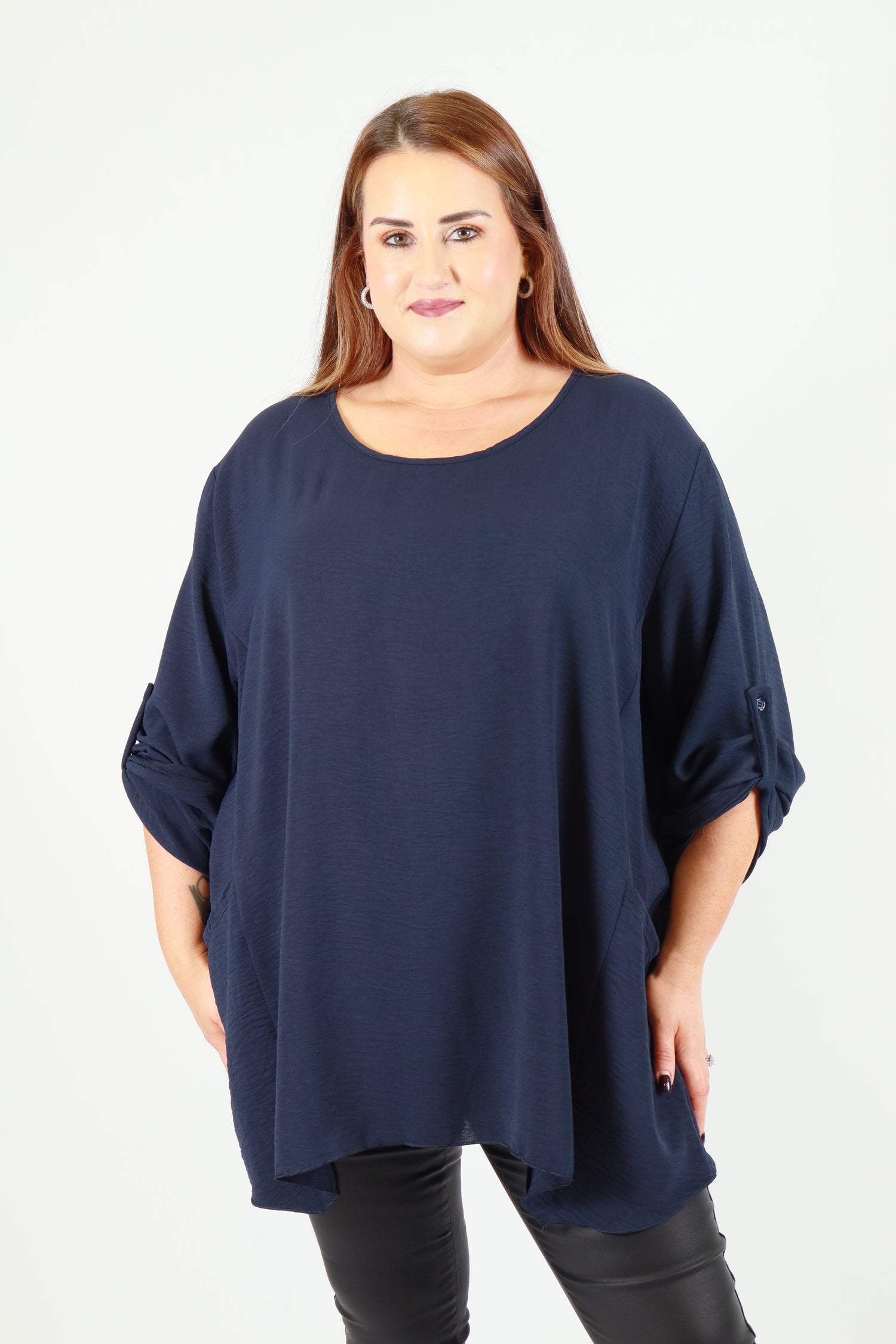 Ada Blouse in Navy | Plus Size Tops | Wardrobeplus.ie