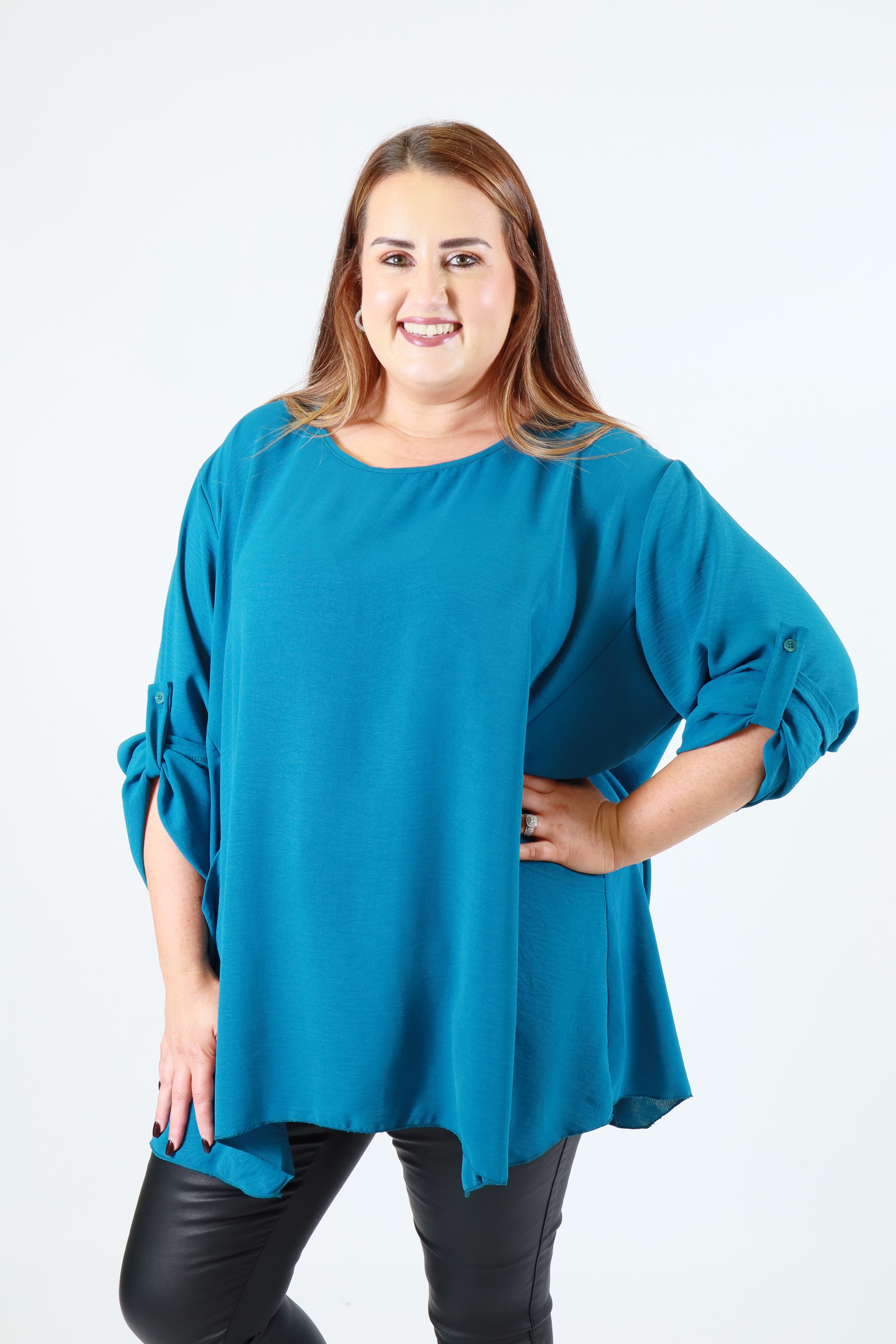 Ada Blouse in Teal | Plus Size Tops | Wardrobeplus.ie