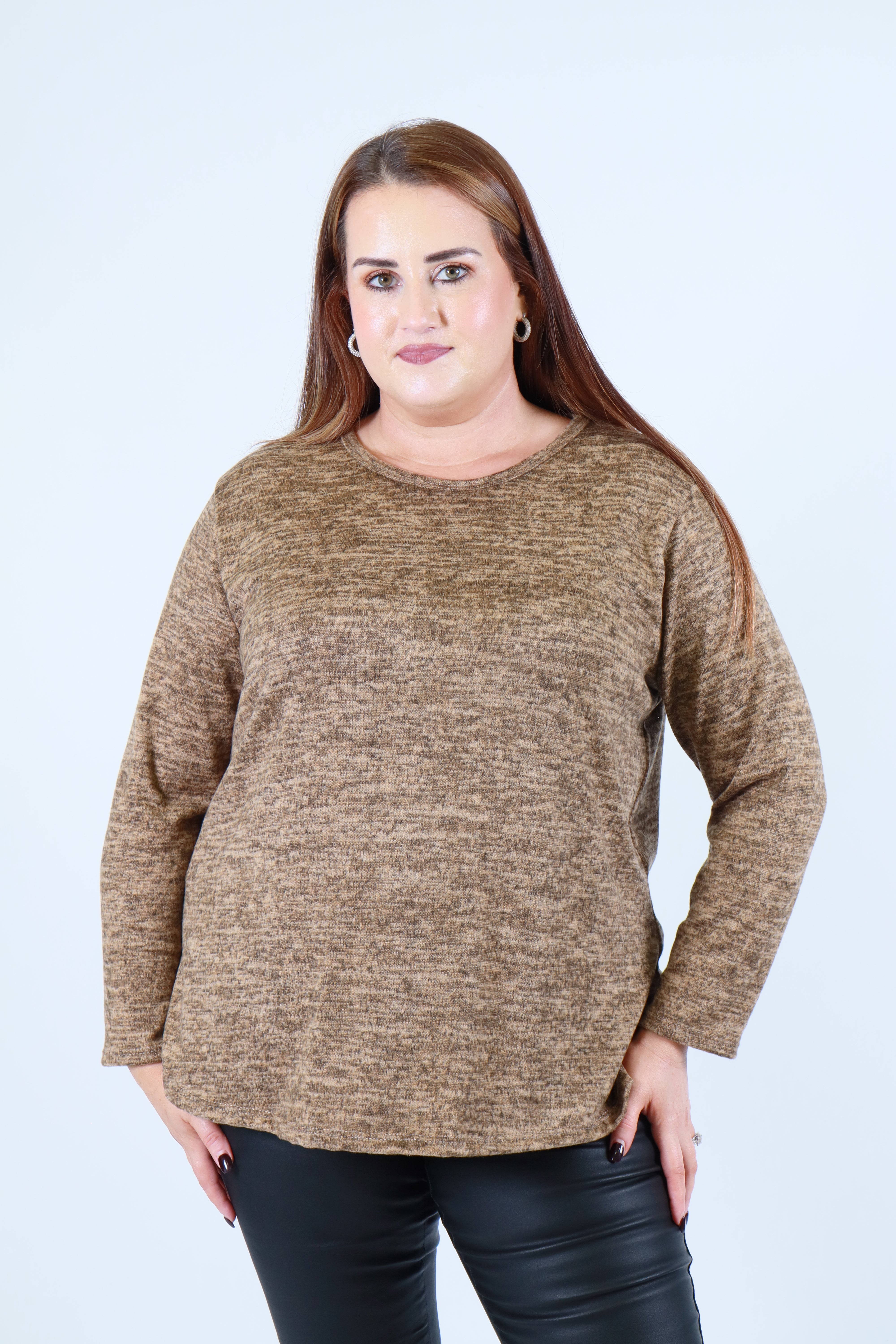 Elisa Top in Tan | Plus Size Tops | Wardrobeplus.ie