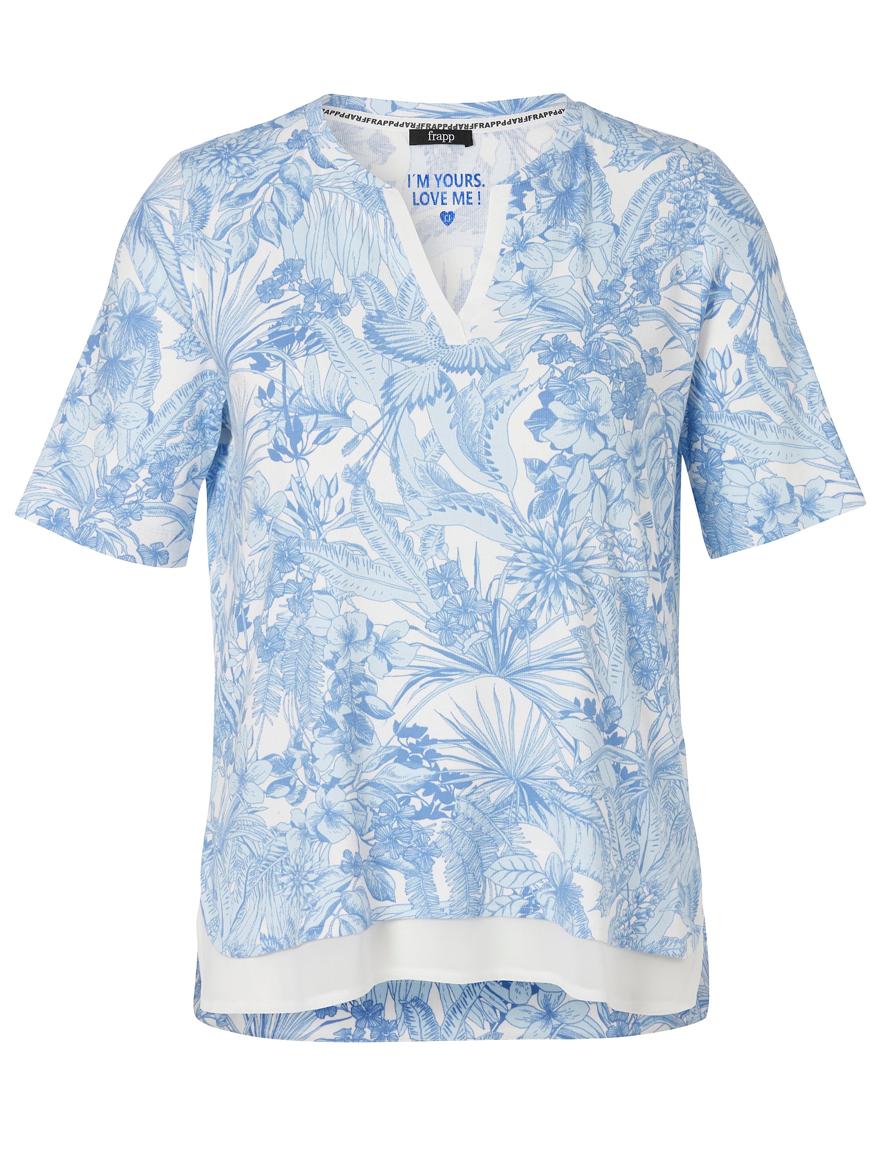 Frapp Floral Shirt in Blue | Plus Size Tops | Wardrobeplus.ie