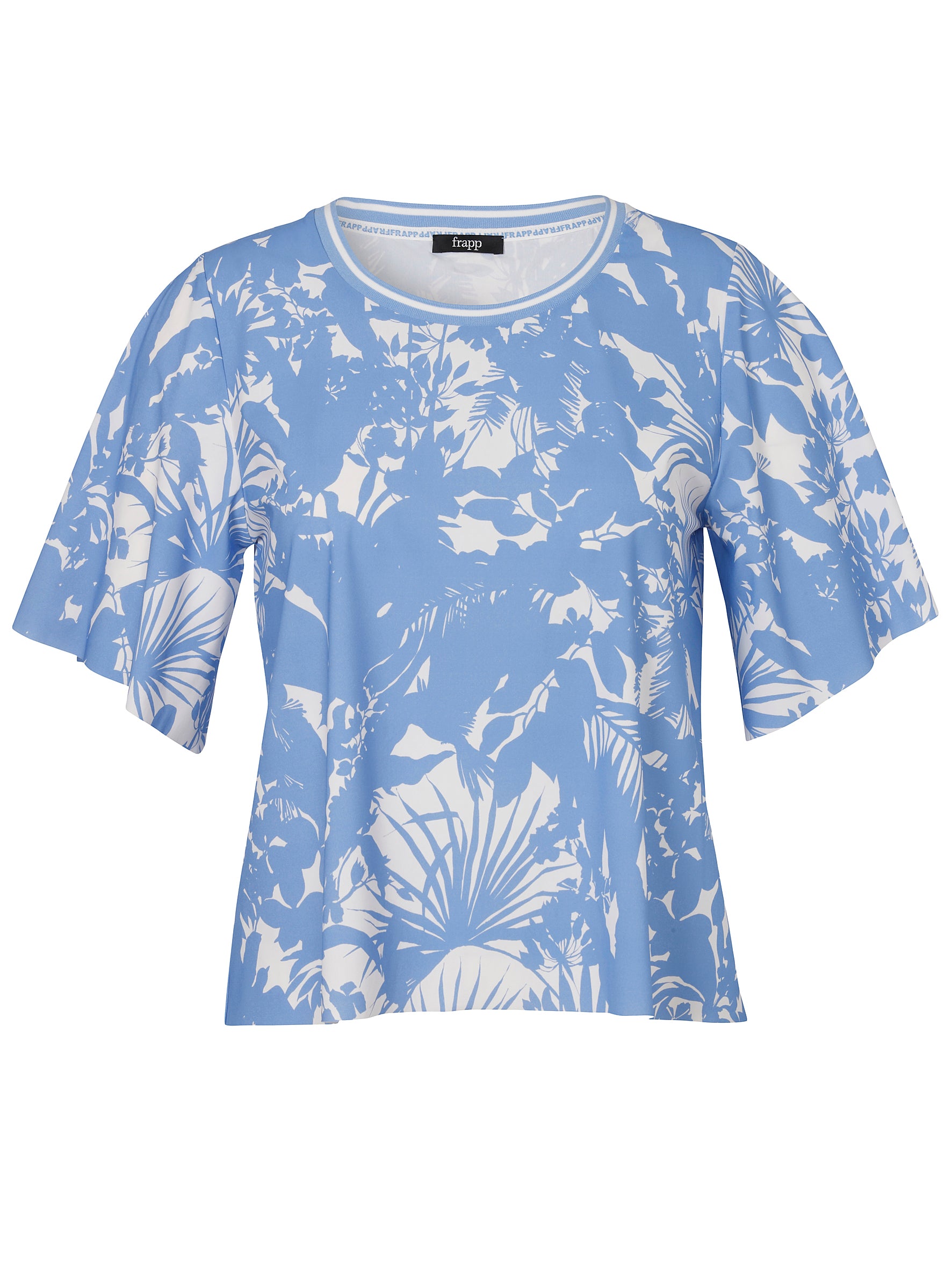 Frapp Floral T-Shirt in Blue | Plus Size Clothing | Wardrobeplus.ie