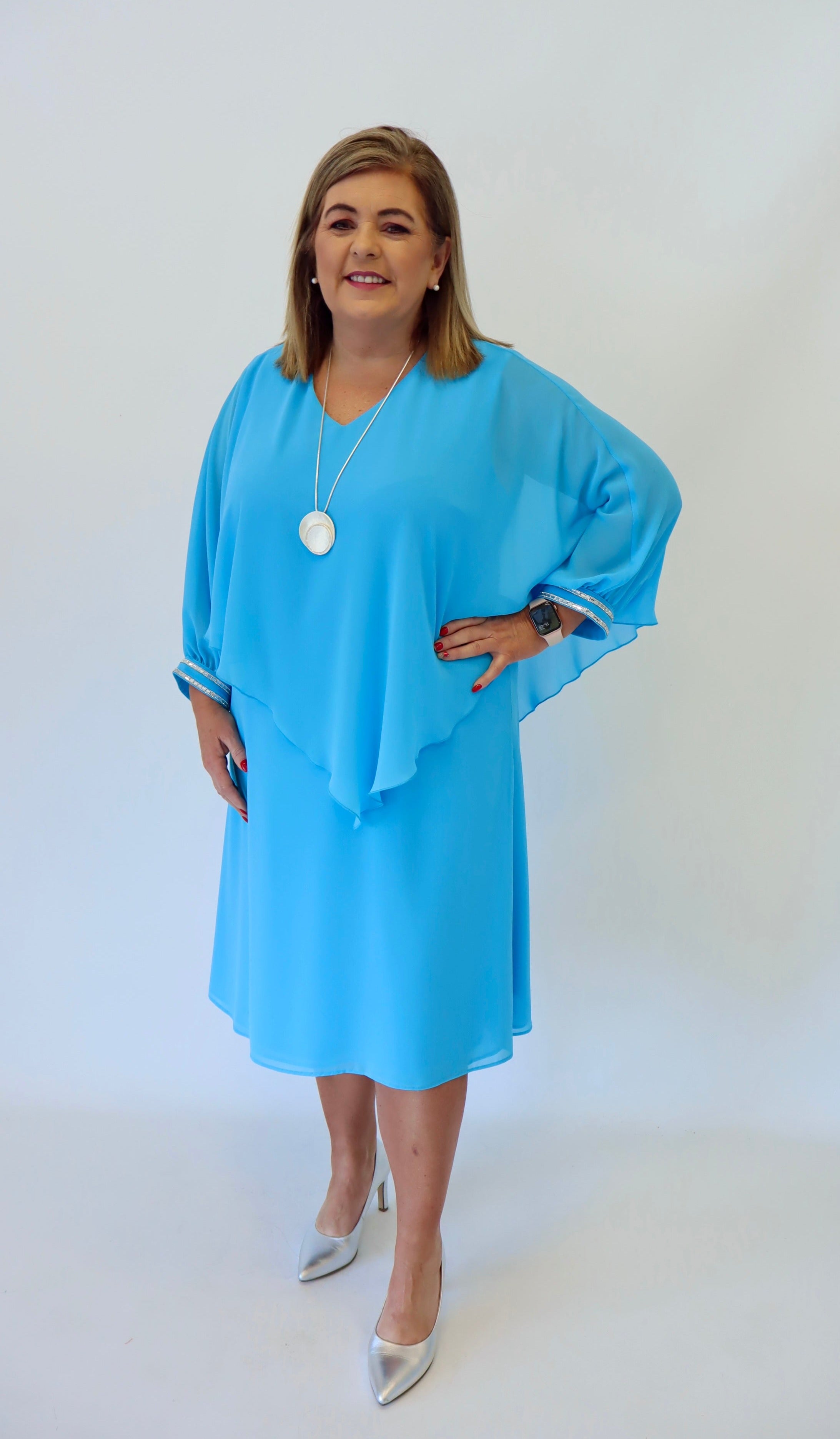 Godske Dress Diamante Cuffs Blue| Plus Size Dresses | Wardrobeplus.ie