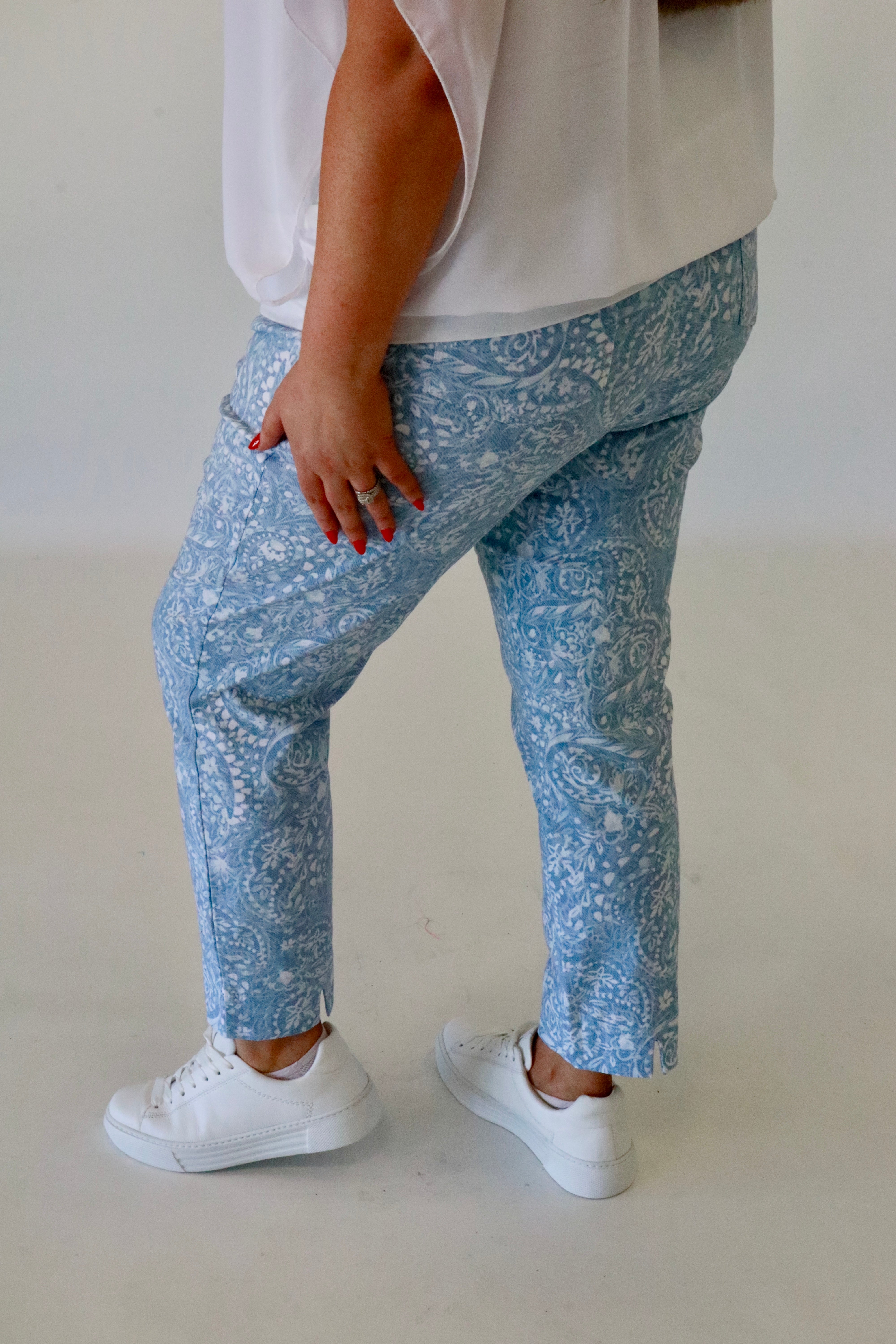 Pinns Ankle Grazer Light Blue | Plus Size Trousers | Wardrobeplus.ie