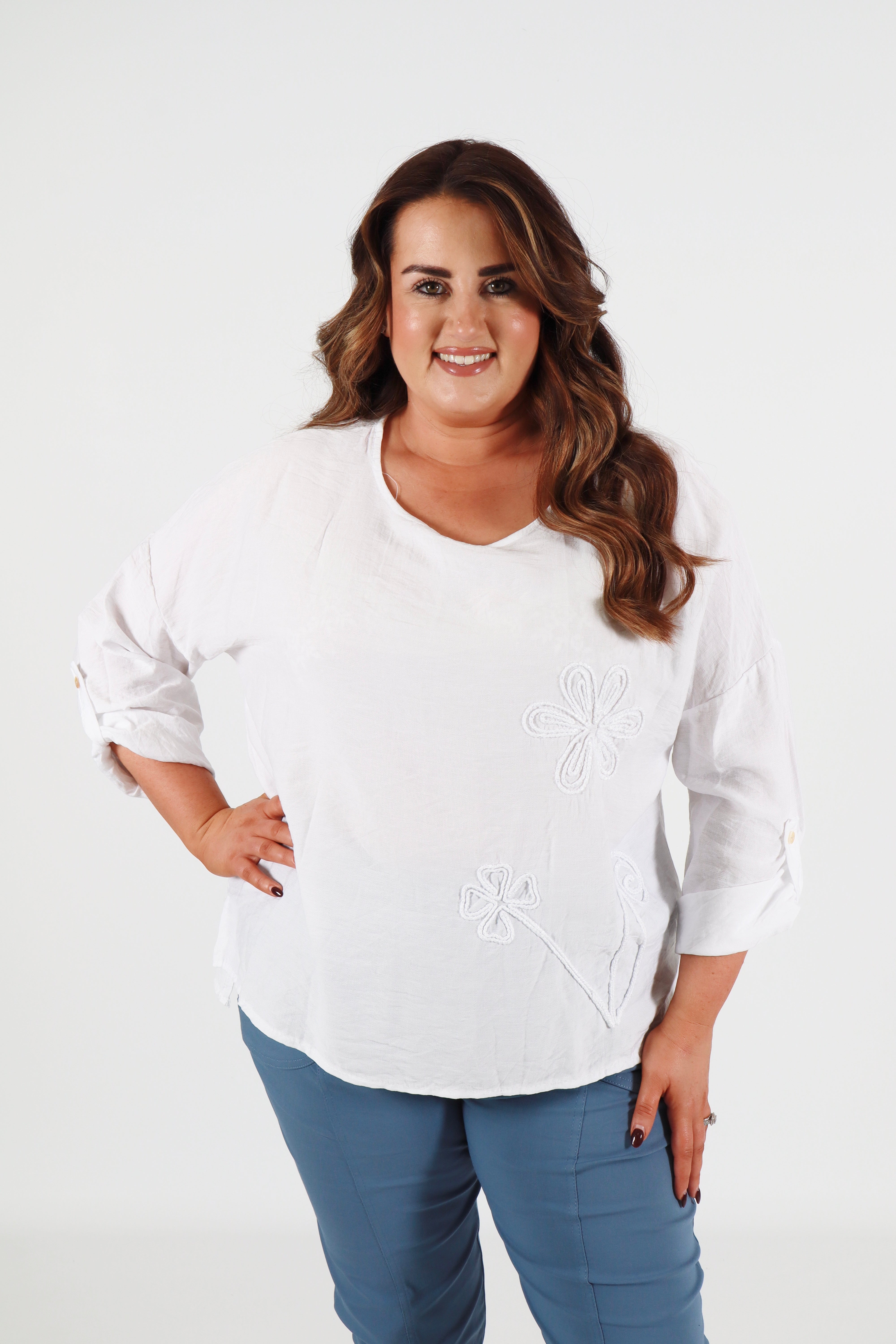 Jemma Blouse in White | Plus Size Tops | Wardrobeplus.ie