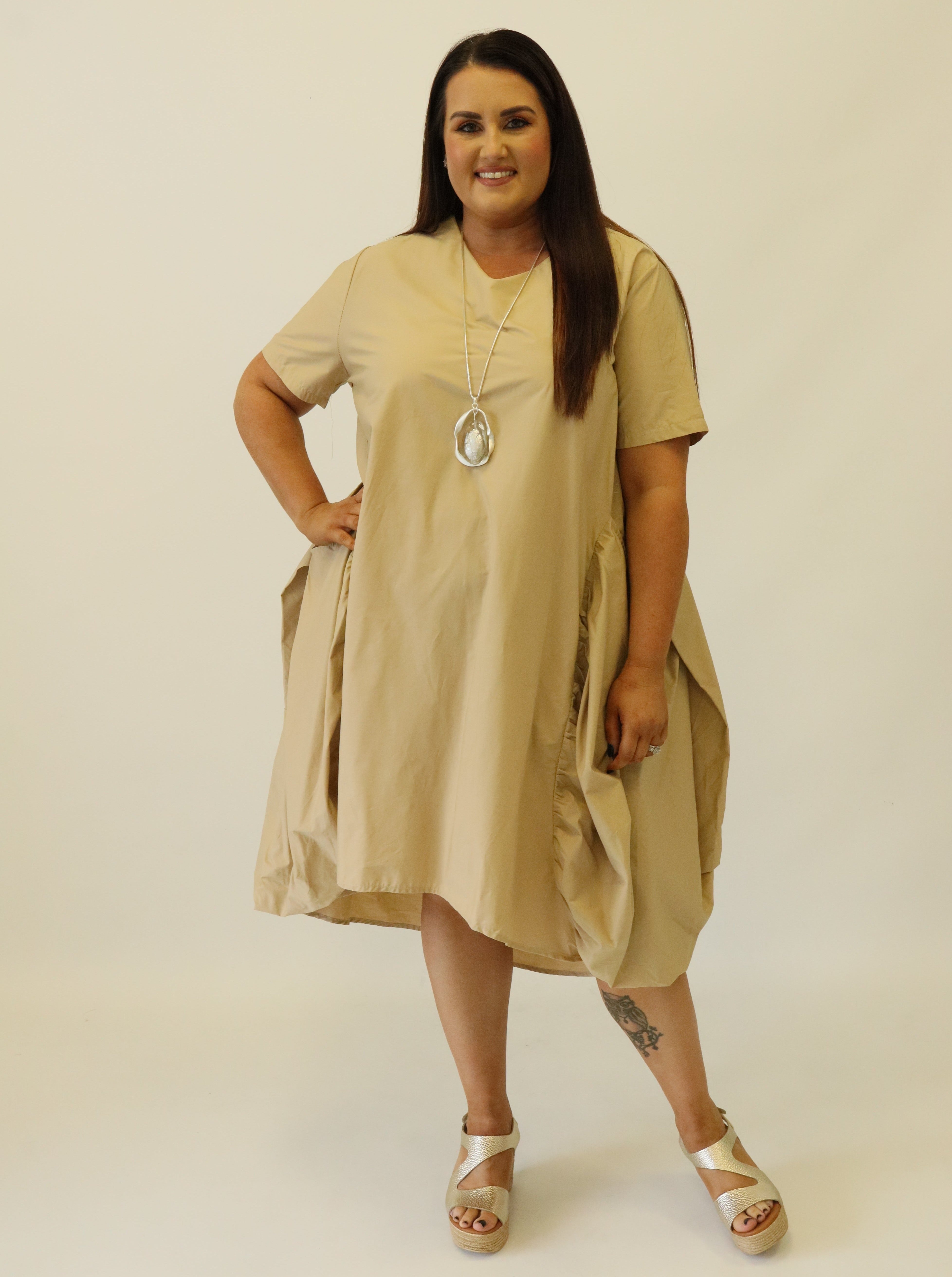 Avery Dress in Tan | Plus Size Clothing | Wardrobeplus.ie