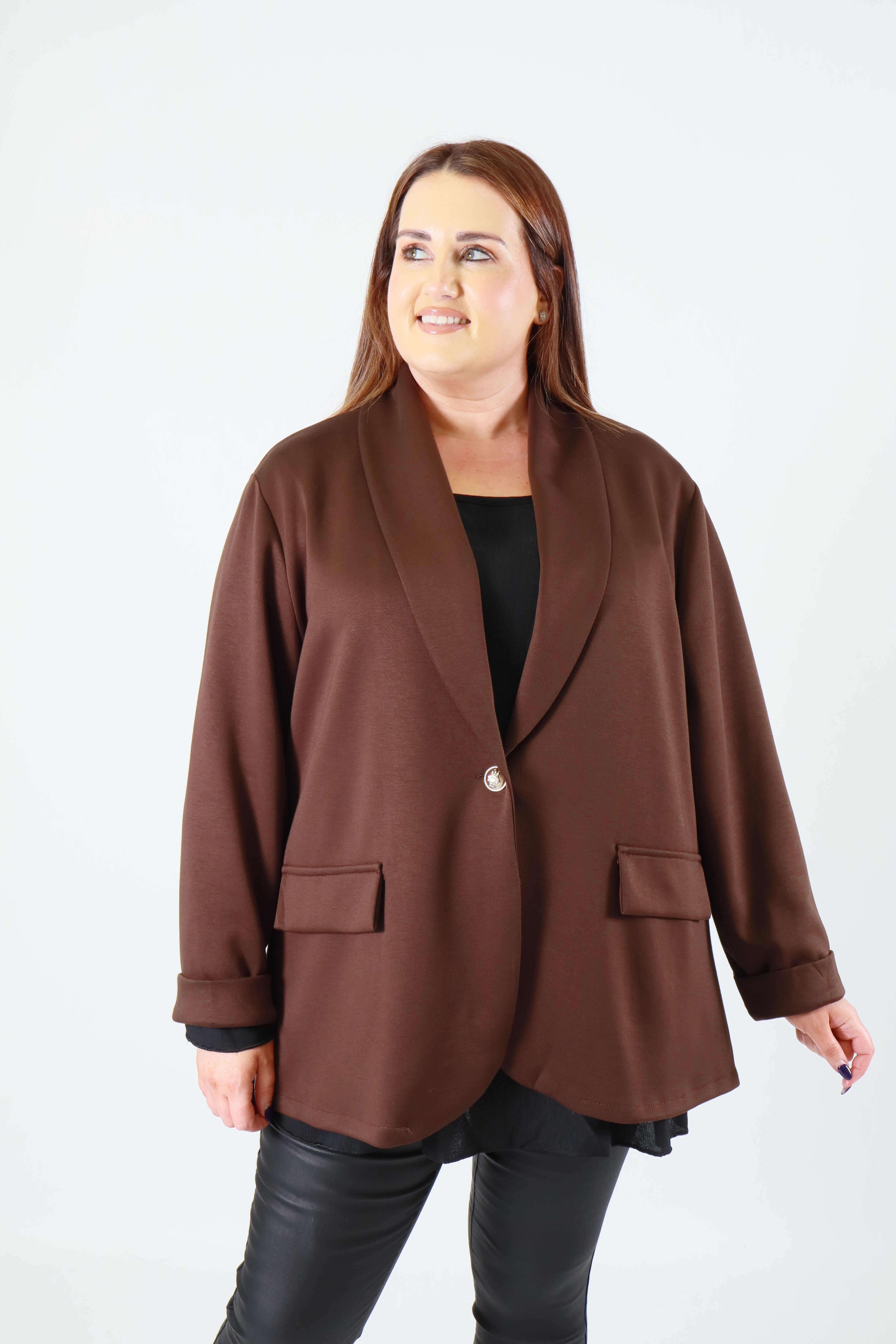 Liv Blazer in Brown | Plus Size Clothing | Wardrobeplus.ie