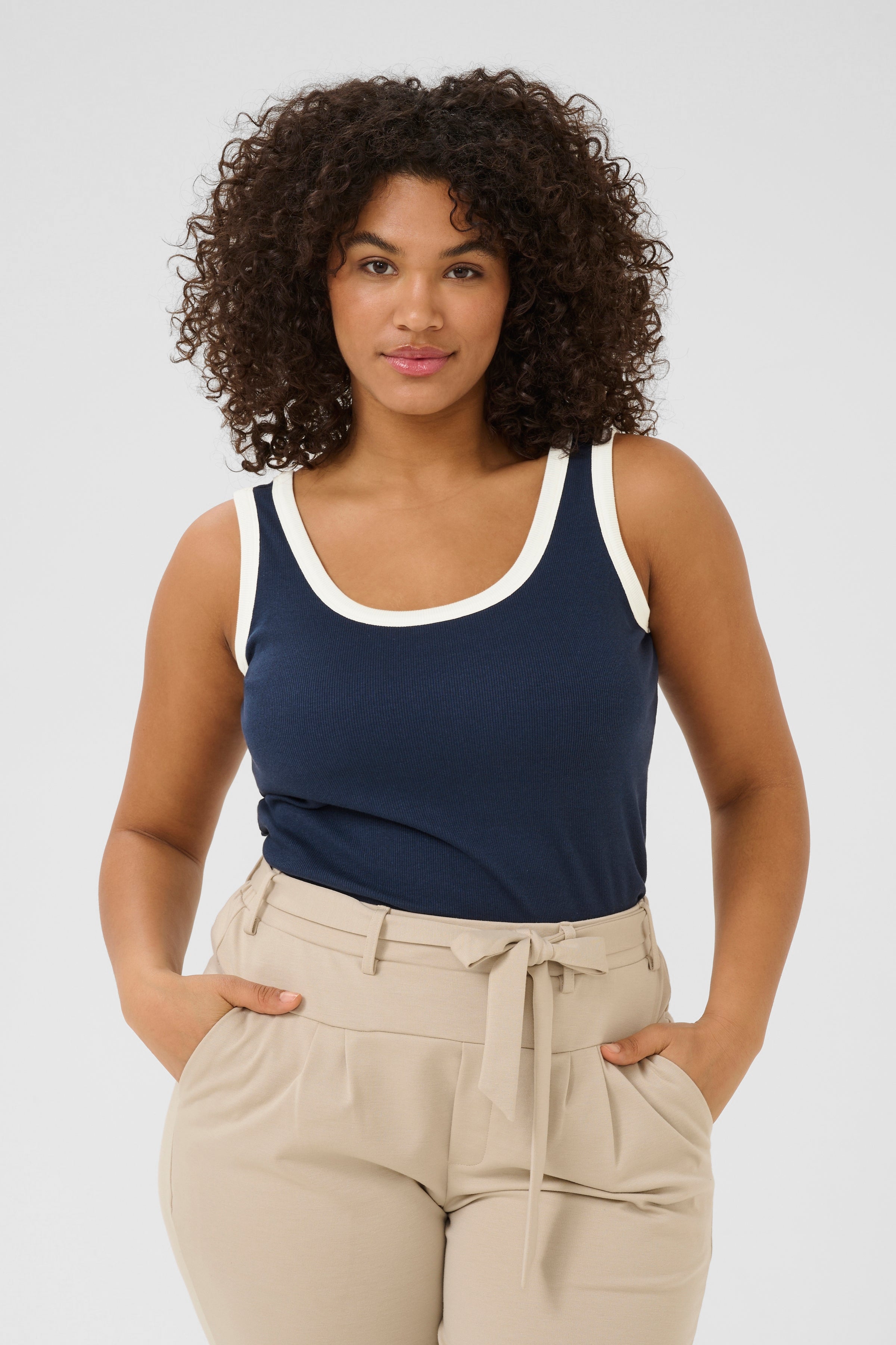 Kaffe Curve Carina Top Navy | Plus Size Tops | Wardrobeplus.ie