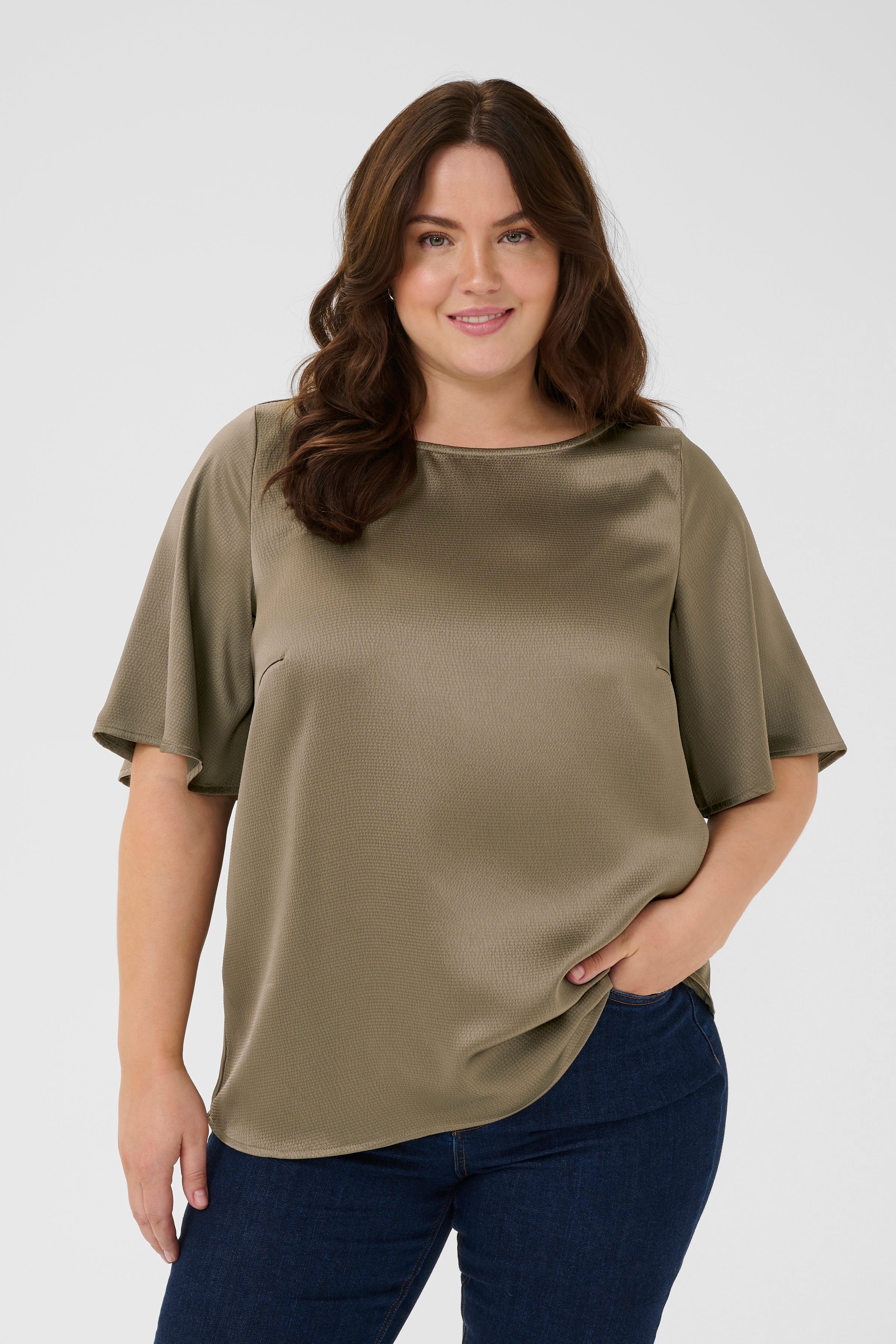 Kaffe Curve Dina Blouse in Morel | Plus Size Tops | Wardrobeplus.ie