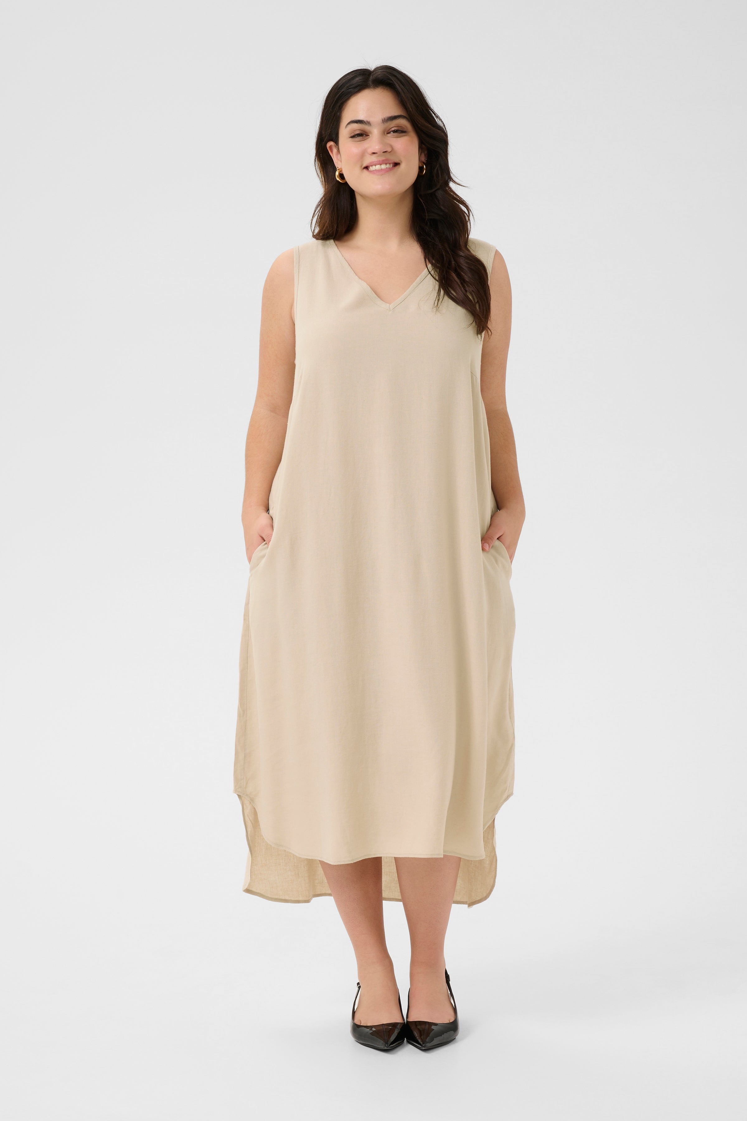 Kaffe Curve Millie Dress Beige | Plus Size Dresses | Wardrobeplus.ie