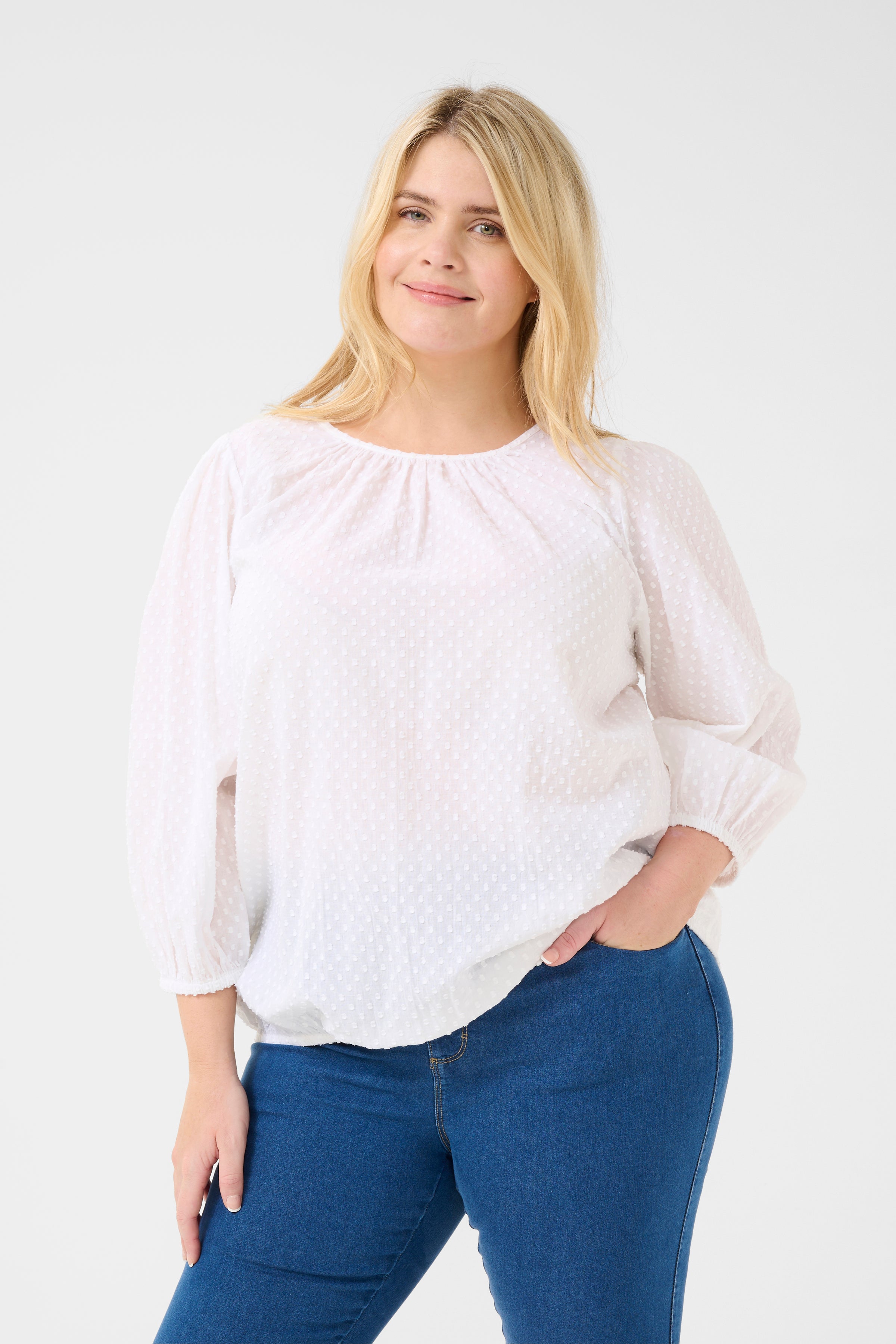 Kaffe Curve Rory Blouse White | Plus Size Tops | Wardrobeplus.ie