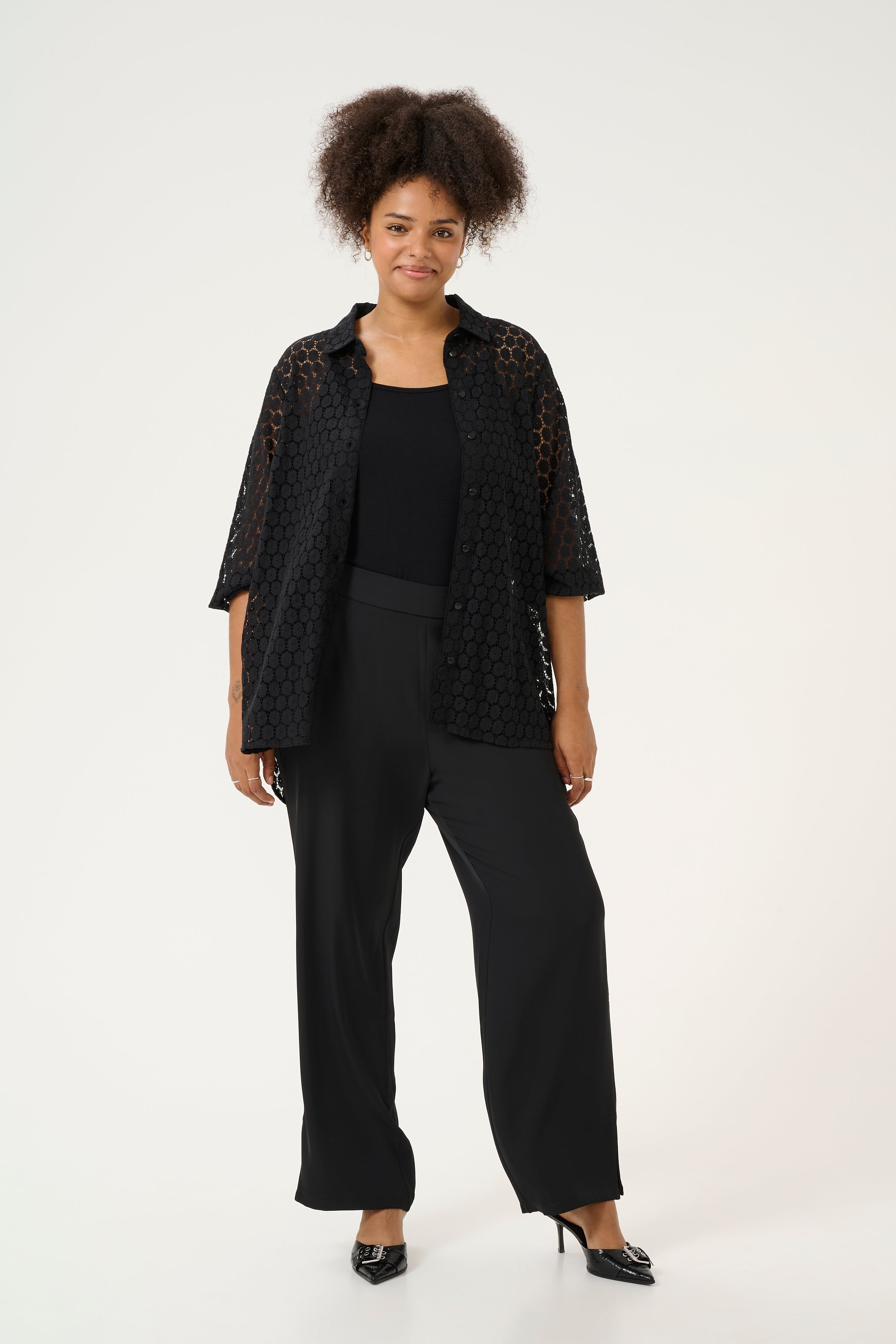 Kaffe Curve Signe Trouser Black | Plus Size Trousers | Wardrobeplus.ie