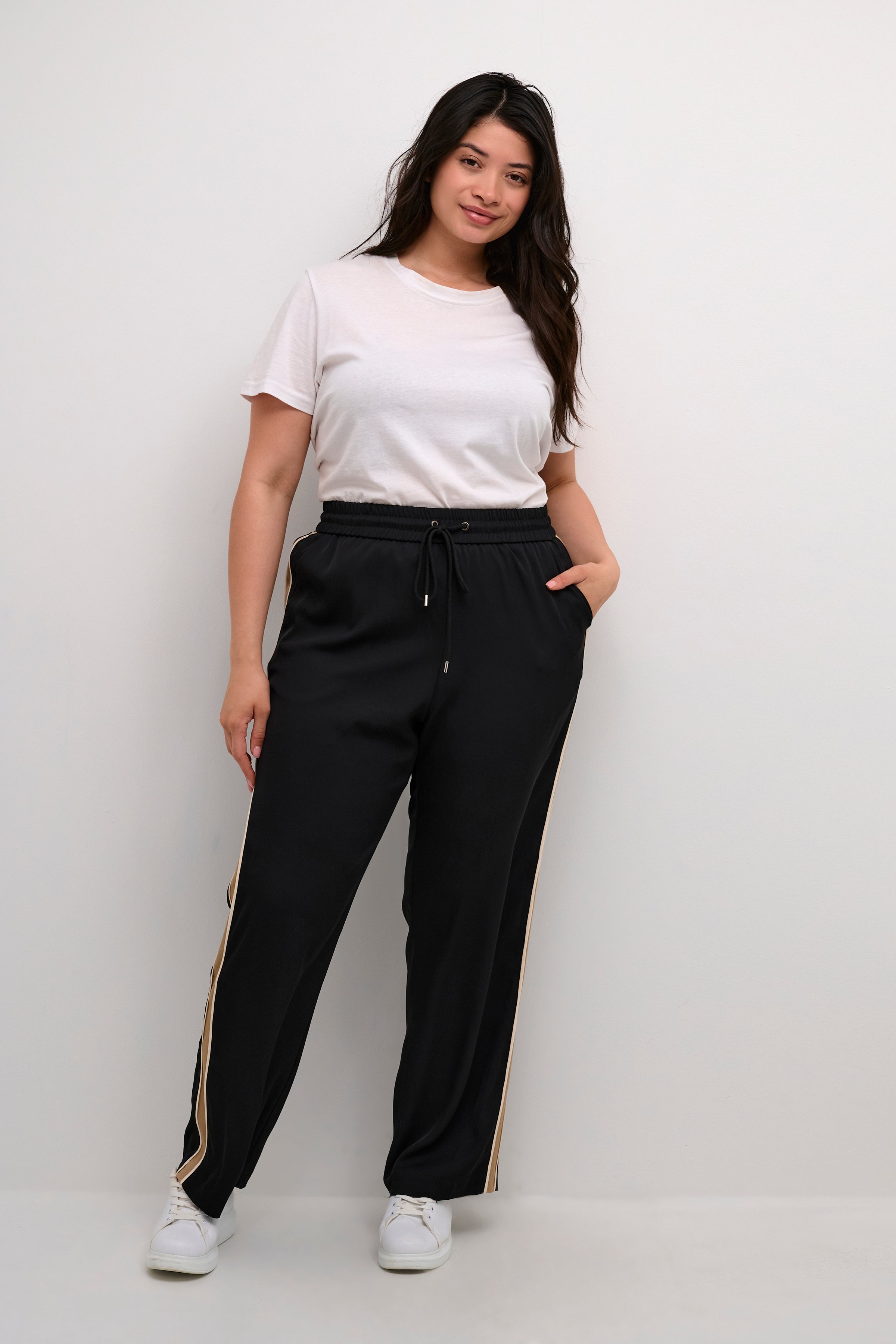 Kaffe Curve Signe Trousers Stripe | Plus Size Trousers | Wardrobeplus.ie