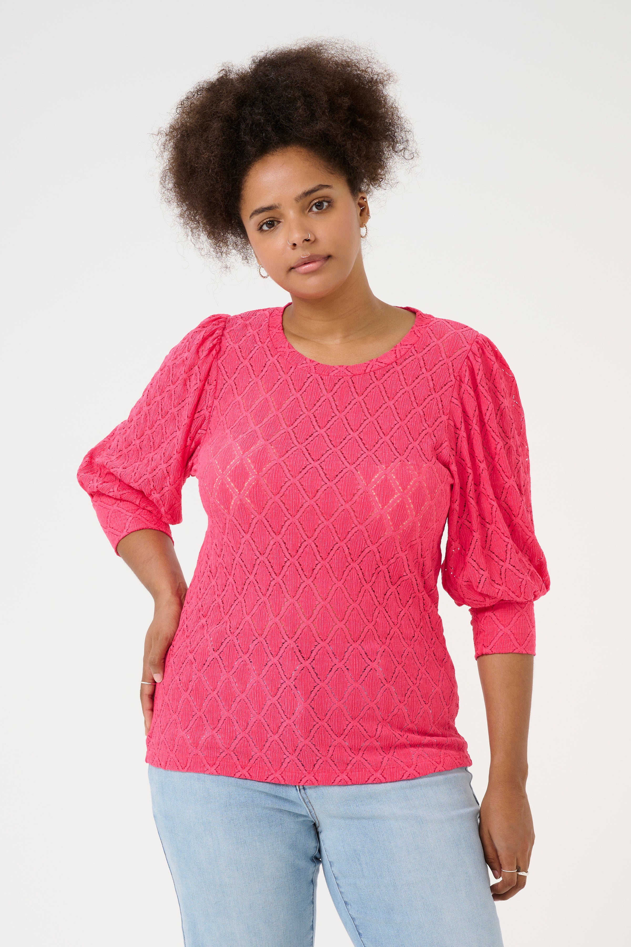 Kaffe Curve Tia Blouse Pink | Plus Size Tops | Wardrobeplus.ie