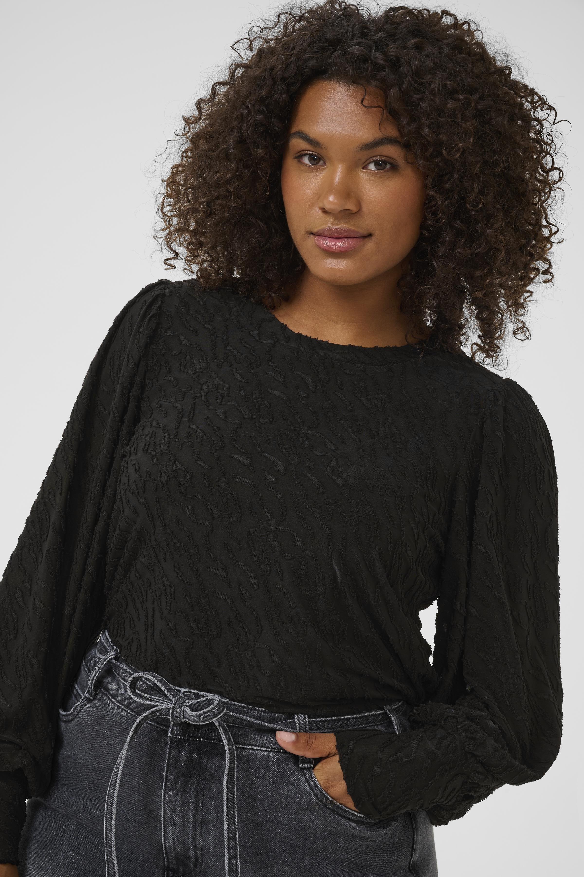 Kaffe Curve Zarina Top in Black | Plus Size Tops | Wardrobeplus.ie
