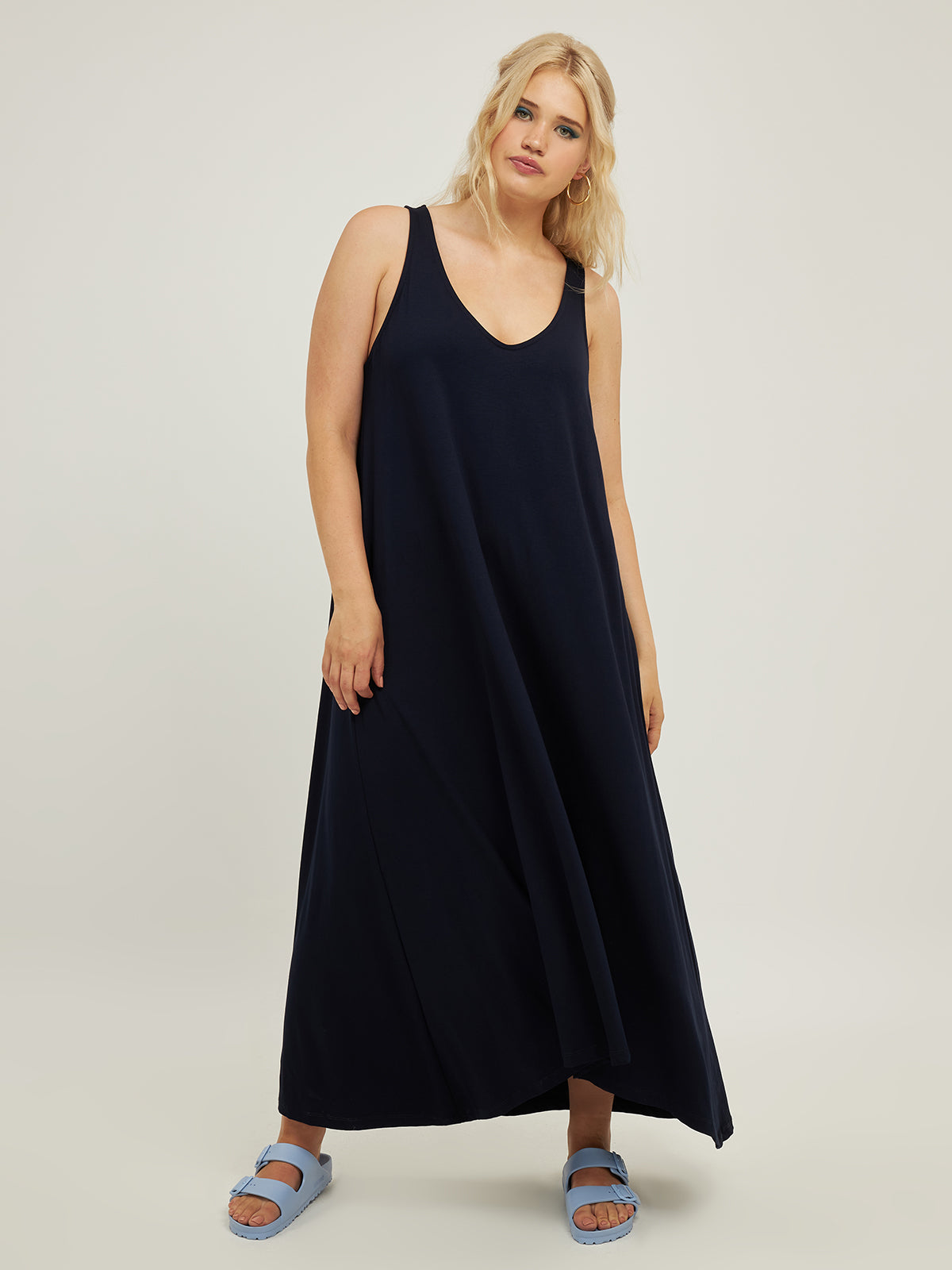 Mat Navy Maxi Dress | Plus Size Dresses | Wardrobeplus.ie