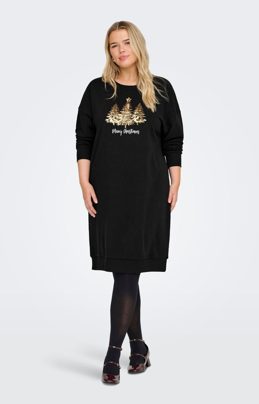 Only Carmakoma X-Mas Dress Gold | Plus Size Dress | Wardrobeplus.ie