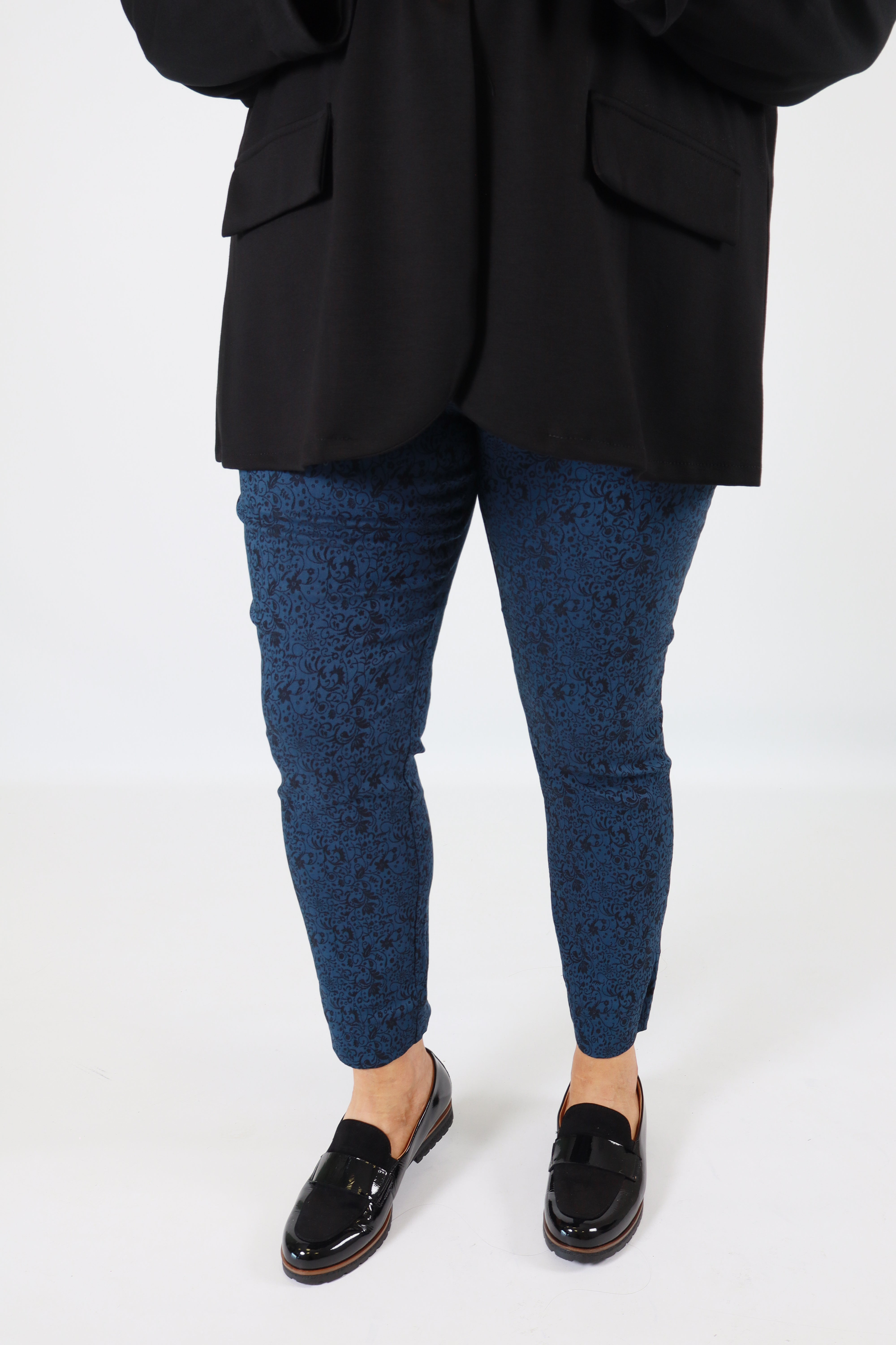 Pinns Jacquard Trousers Navy | Plus Size Clothing | Wardrobeplus.ie