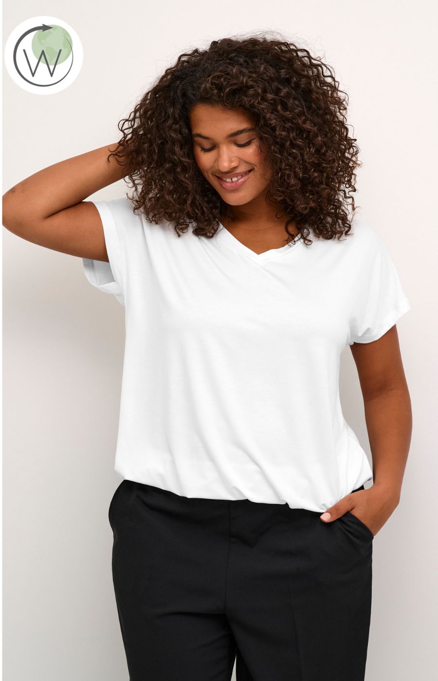 Kaffe Curve Jena White Tee | Plus Size Clothing | Wardrobeplus.ie