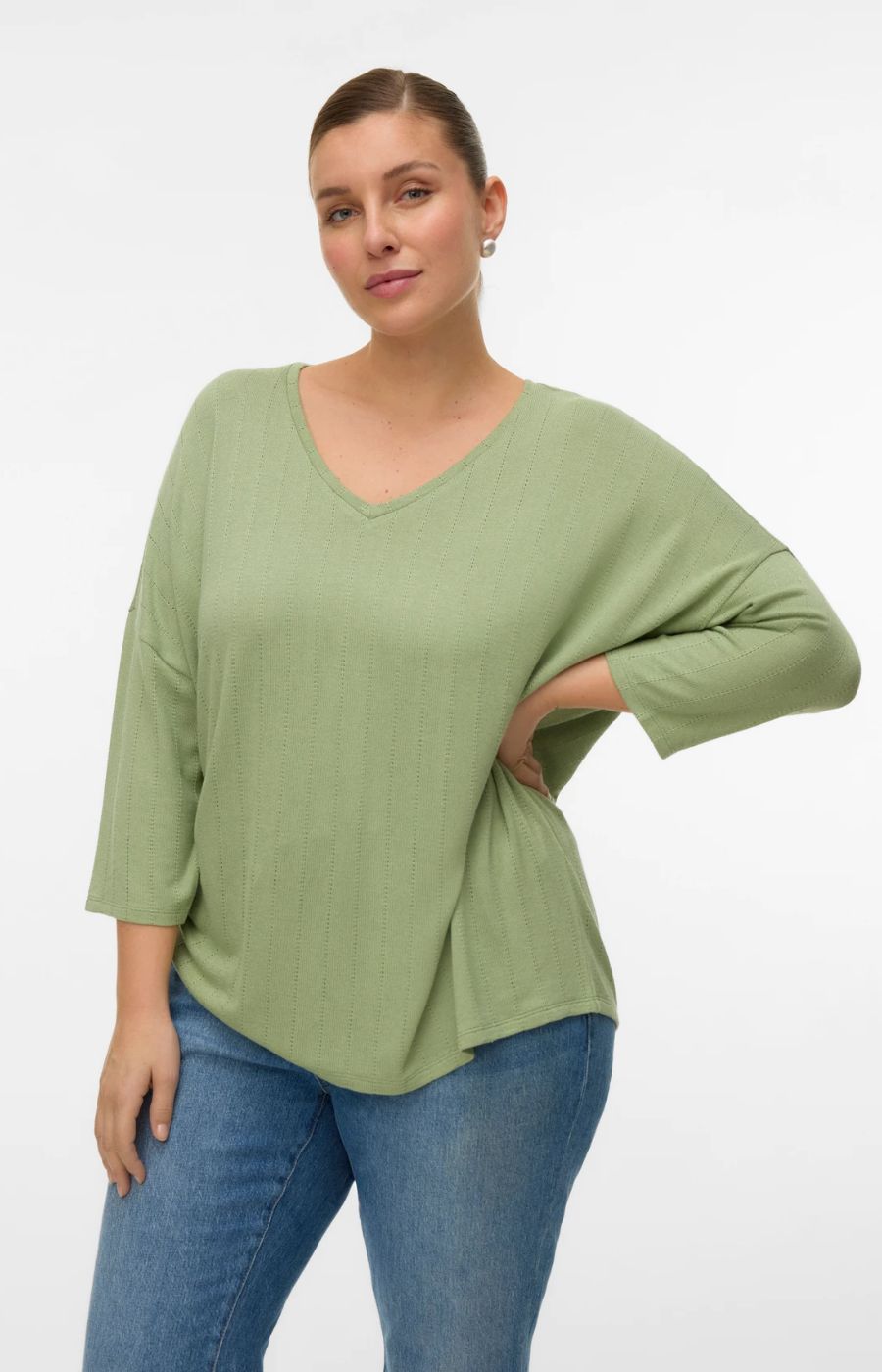 Vero Moda Curve Brianna Top Green | Plus Size Tops | Wardrobeplus.ie