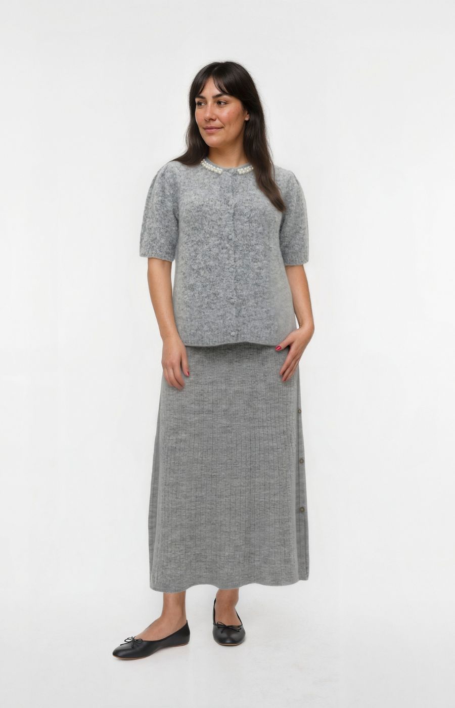 Vero Moda Curve Brisa Skirt Grey | Plus Size Skirts | WardrobePlus.ie