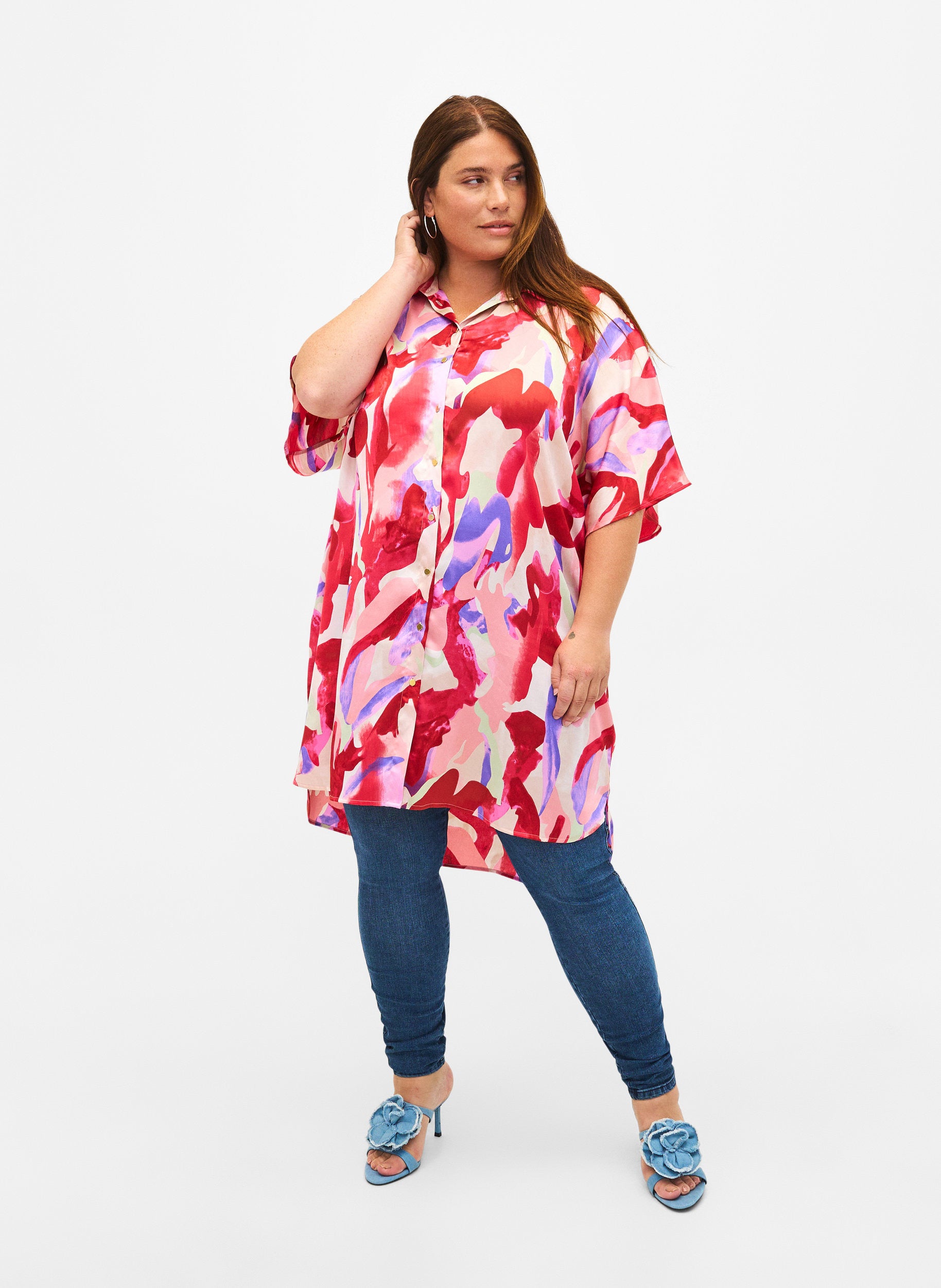 Zizzi Fantom Long Shirt Dress | Plus Size Dresses | Wardrobeplus.ie