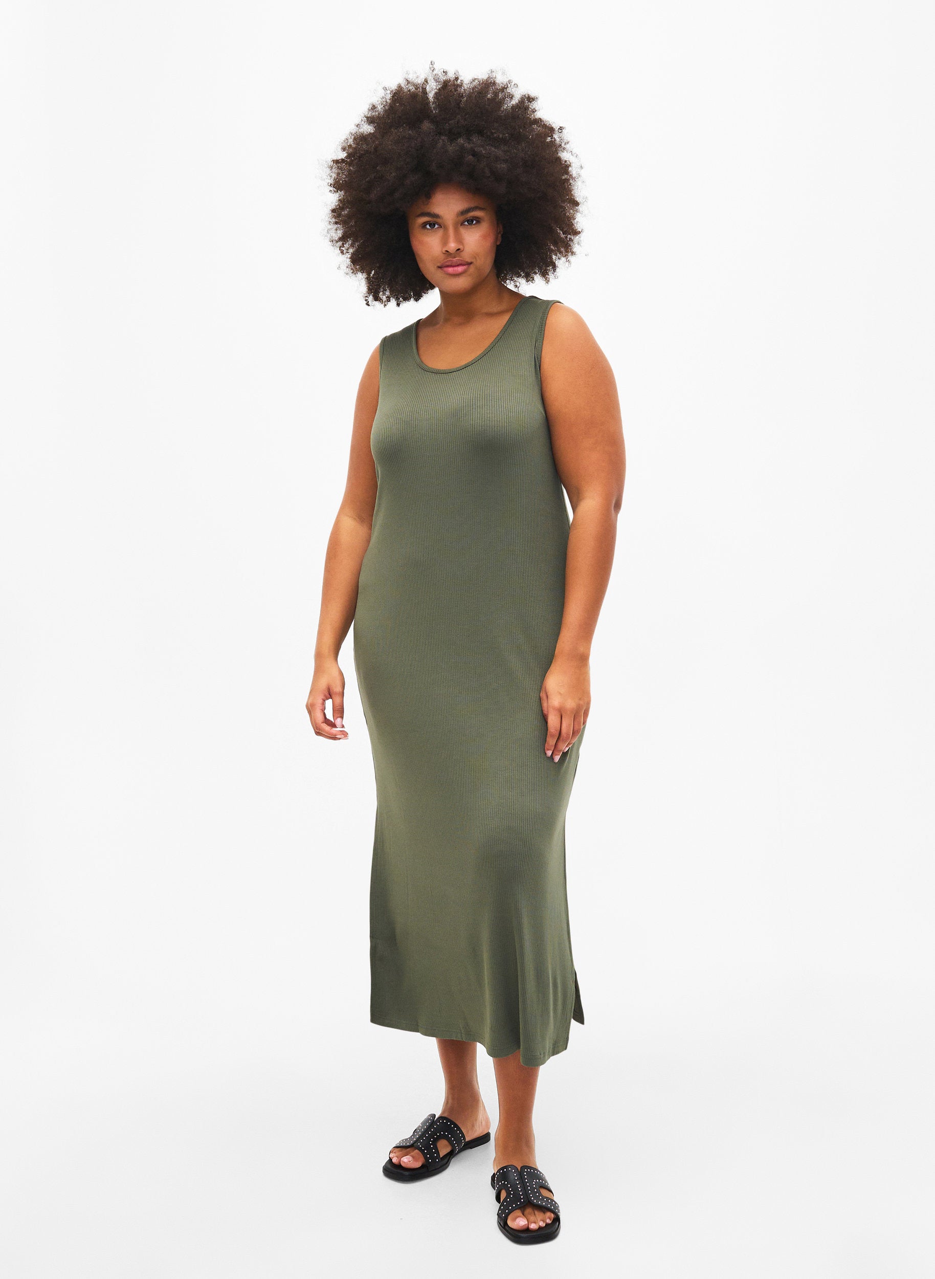 Zizzi Carly Dress in Khaki | Plus Size Dresses | WardrobePlus.ie