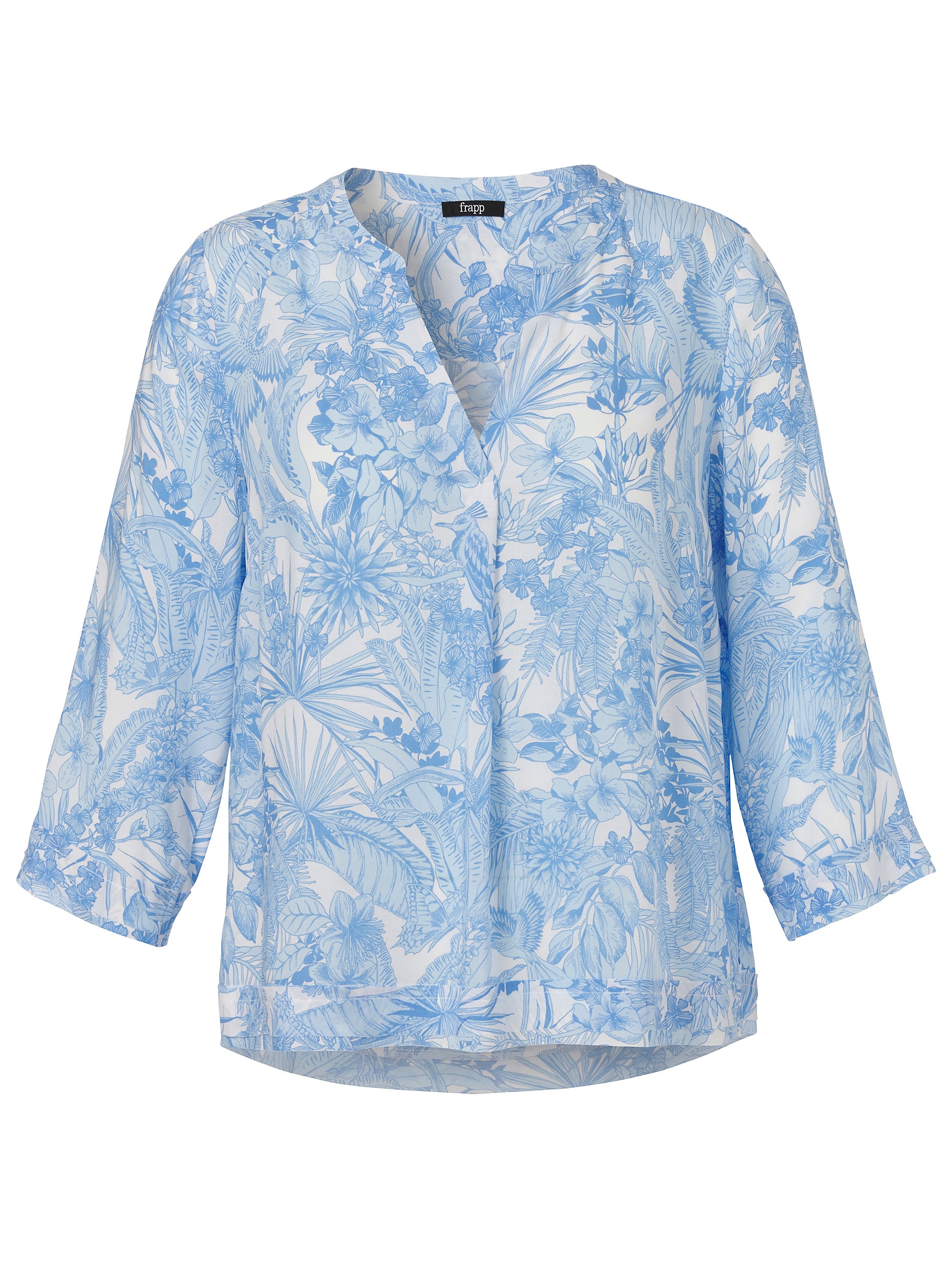 Frapp Floral Blouse in Blue | Plus Size Tops | Wardrobeplus.ie