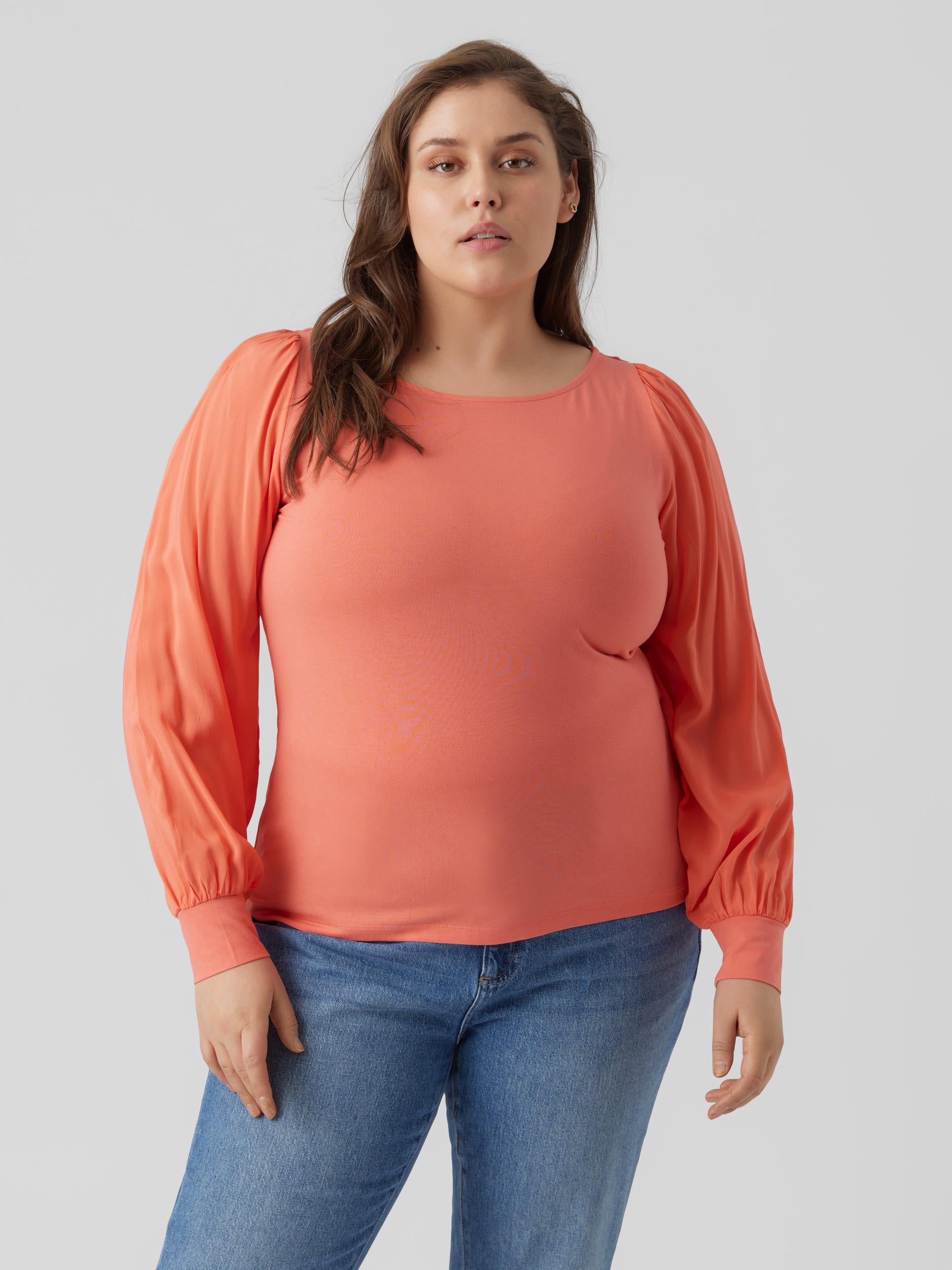 Vero Moda Curve Randi Coral Top | Plus Size Clothing | Wardrobeplus.ie