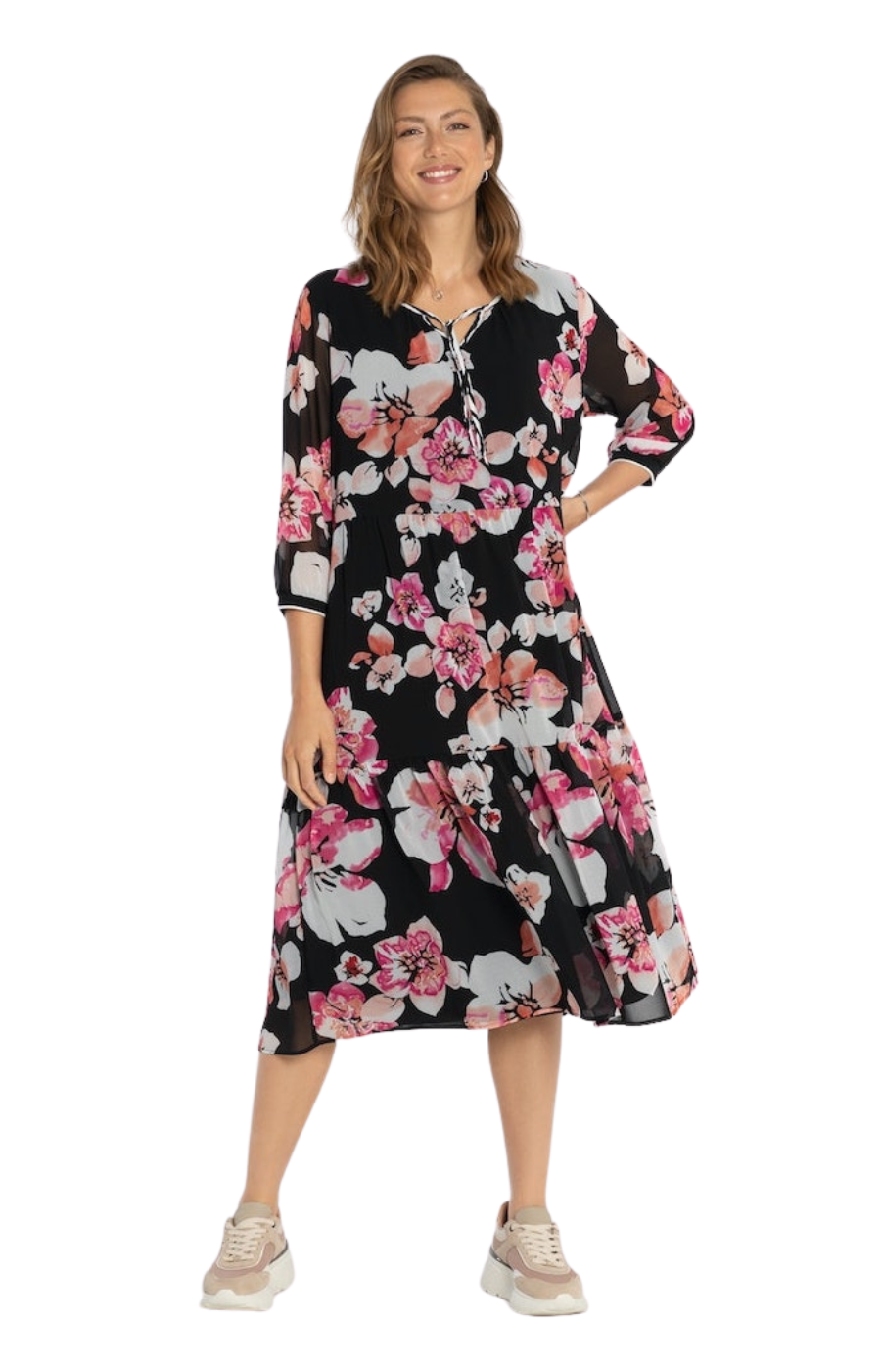 Via Appia Due Black Floral Dress | Plus Size Dresses | Wardrobeplus.ie
