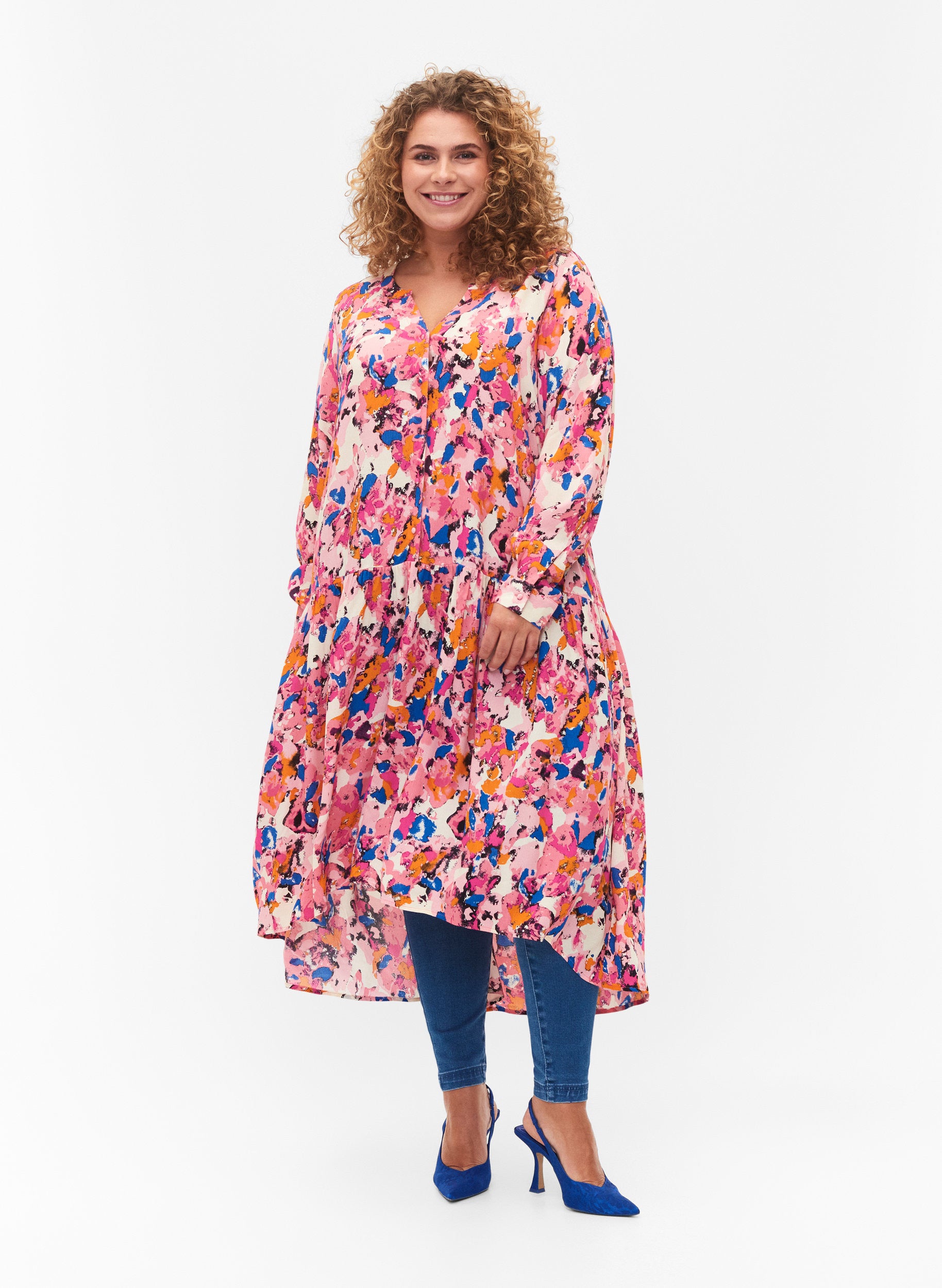 Zizzi Mia Dress in Rosebloom | Plus Size Dresses | Wardrobeplus.ie